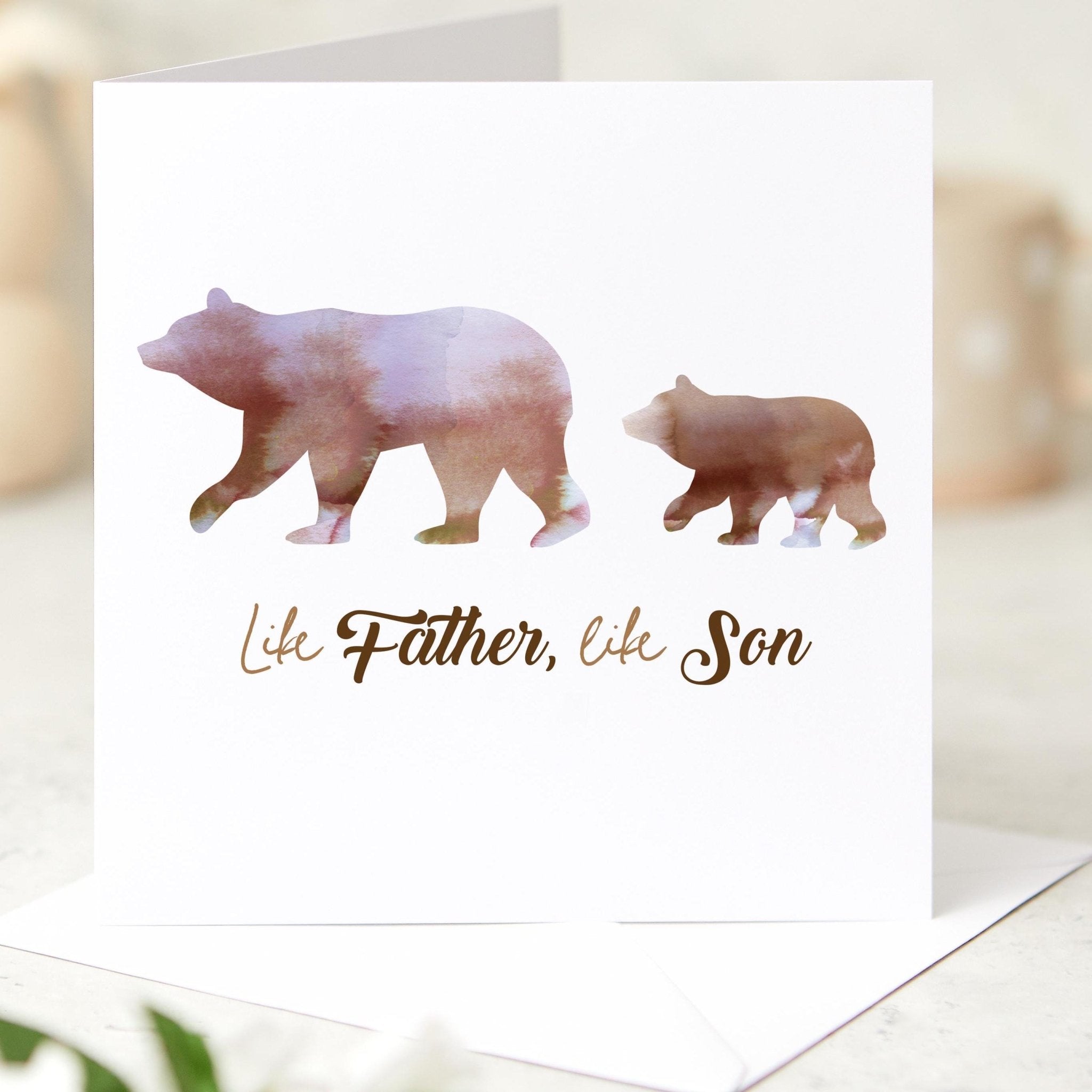 Dad and Son Gift Card Papa Bear and Baby Bear Watercolour Bear Dad Card ...