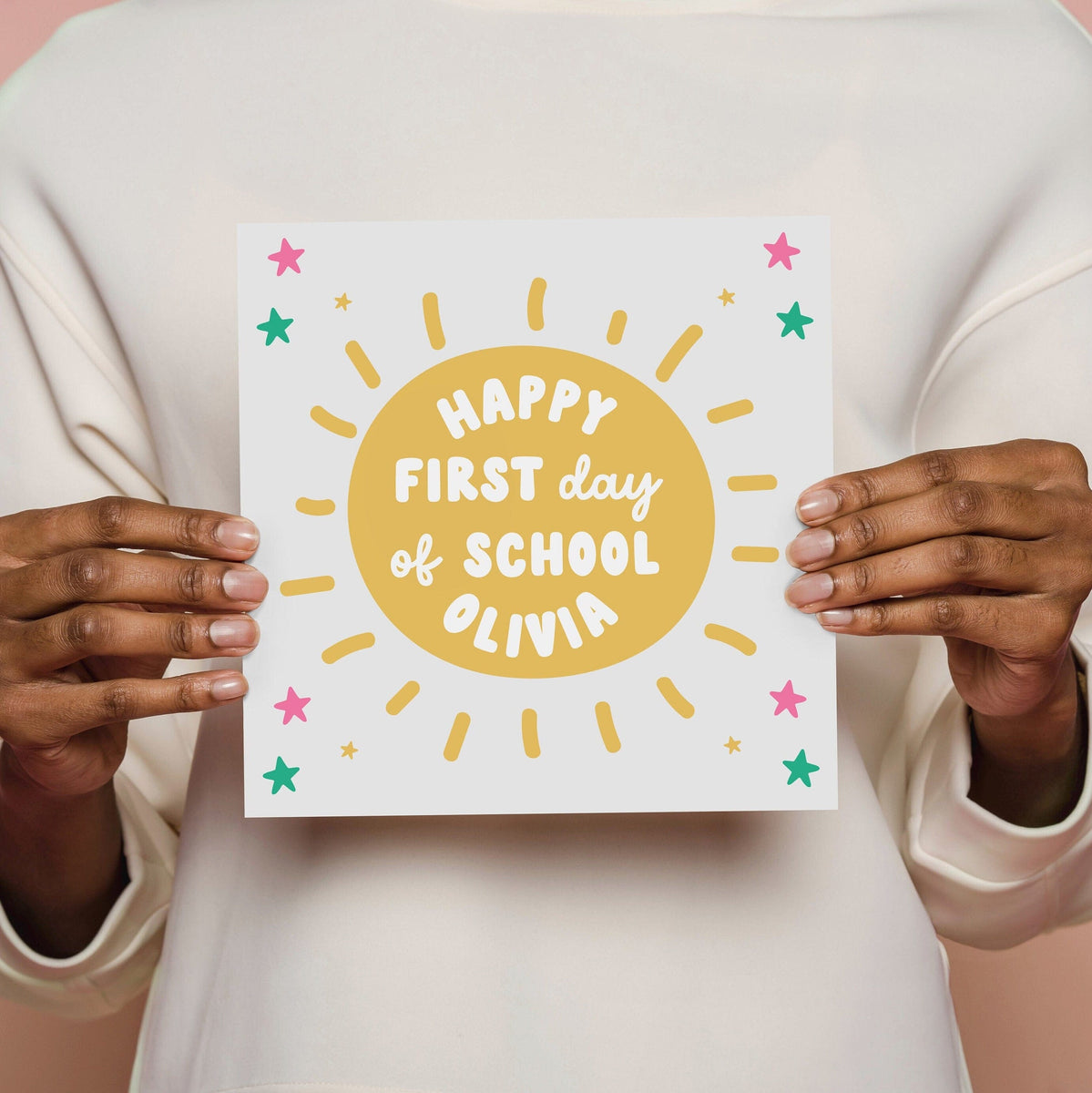 Personalised First Day of School card with name, Sunshine Kids Nursery ...