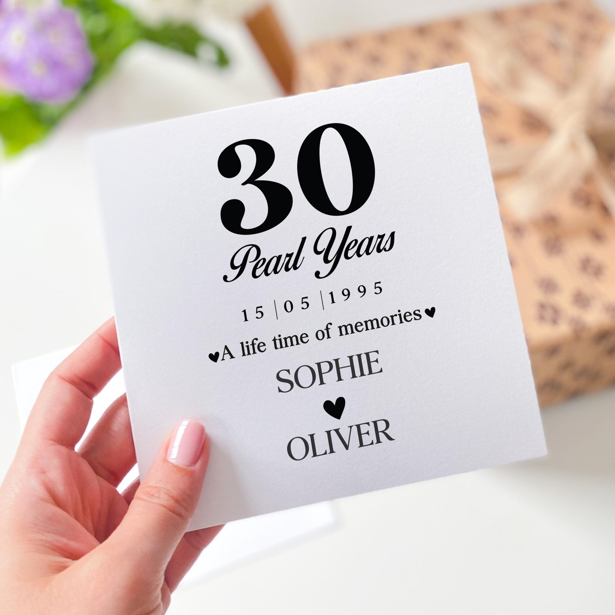 30th Pearl Wedding Anniversary Card Personalised 30 Anniversary Card ...