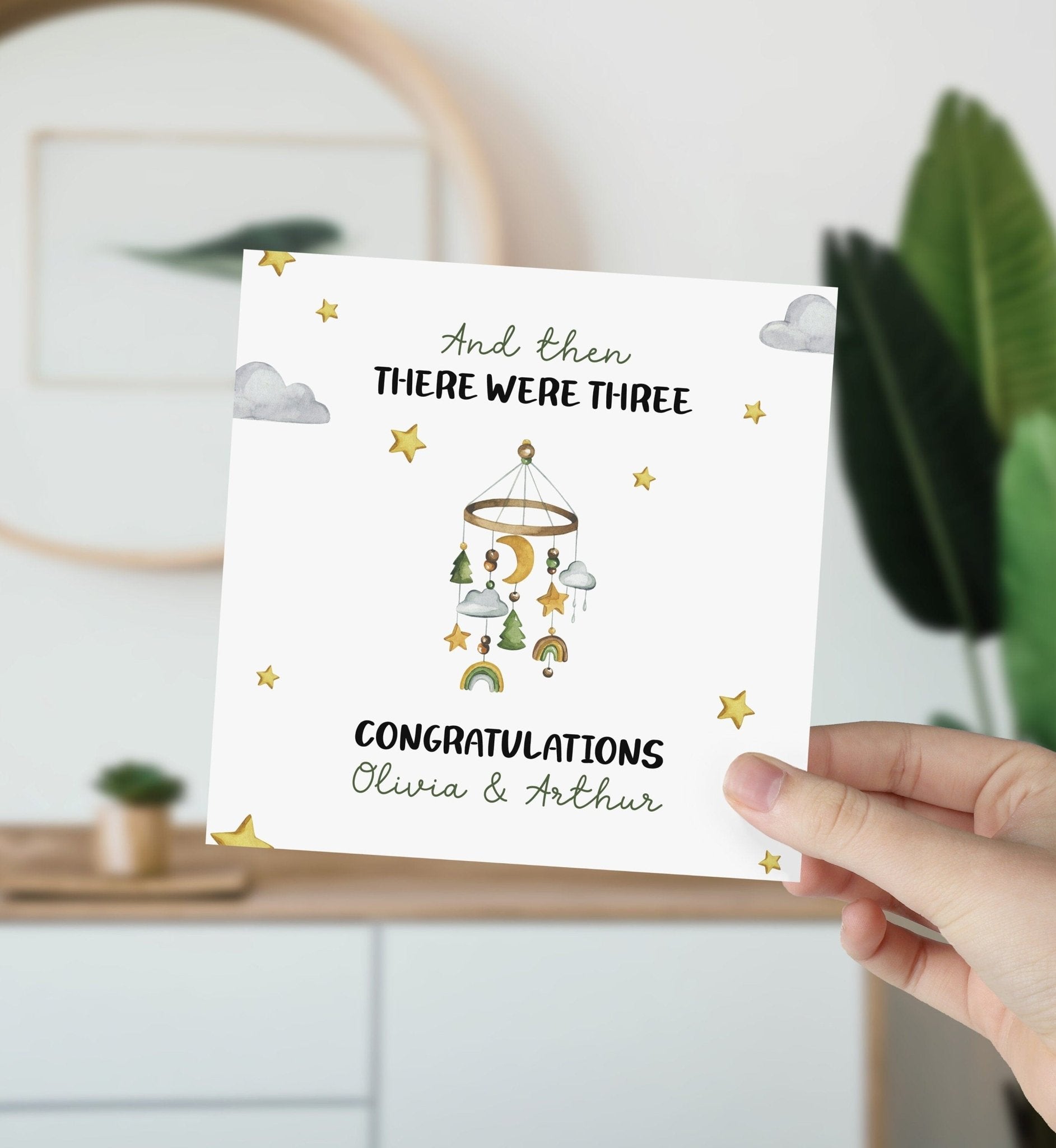 And Then There Were Three Congratulations For New Baby Card Mummy Daddy ...