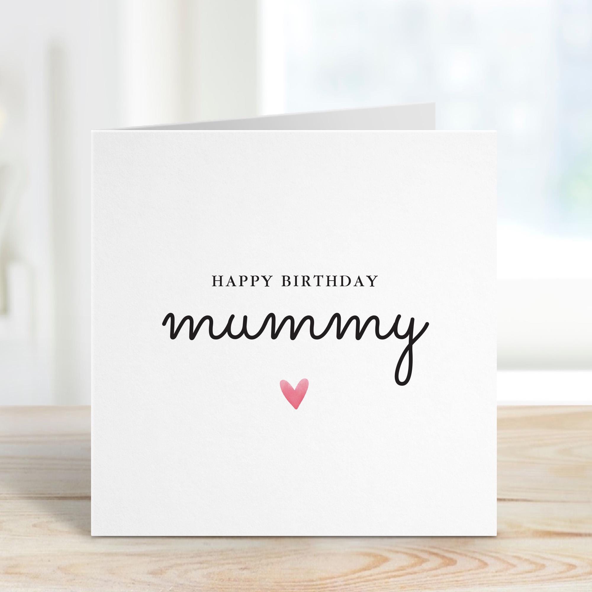 Birthday Card for Mummy Modern Minimalist Design with Heart Lovely Gift ...