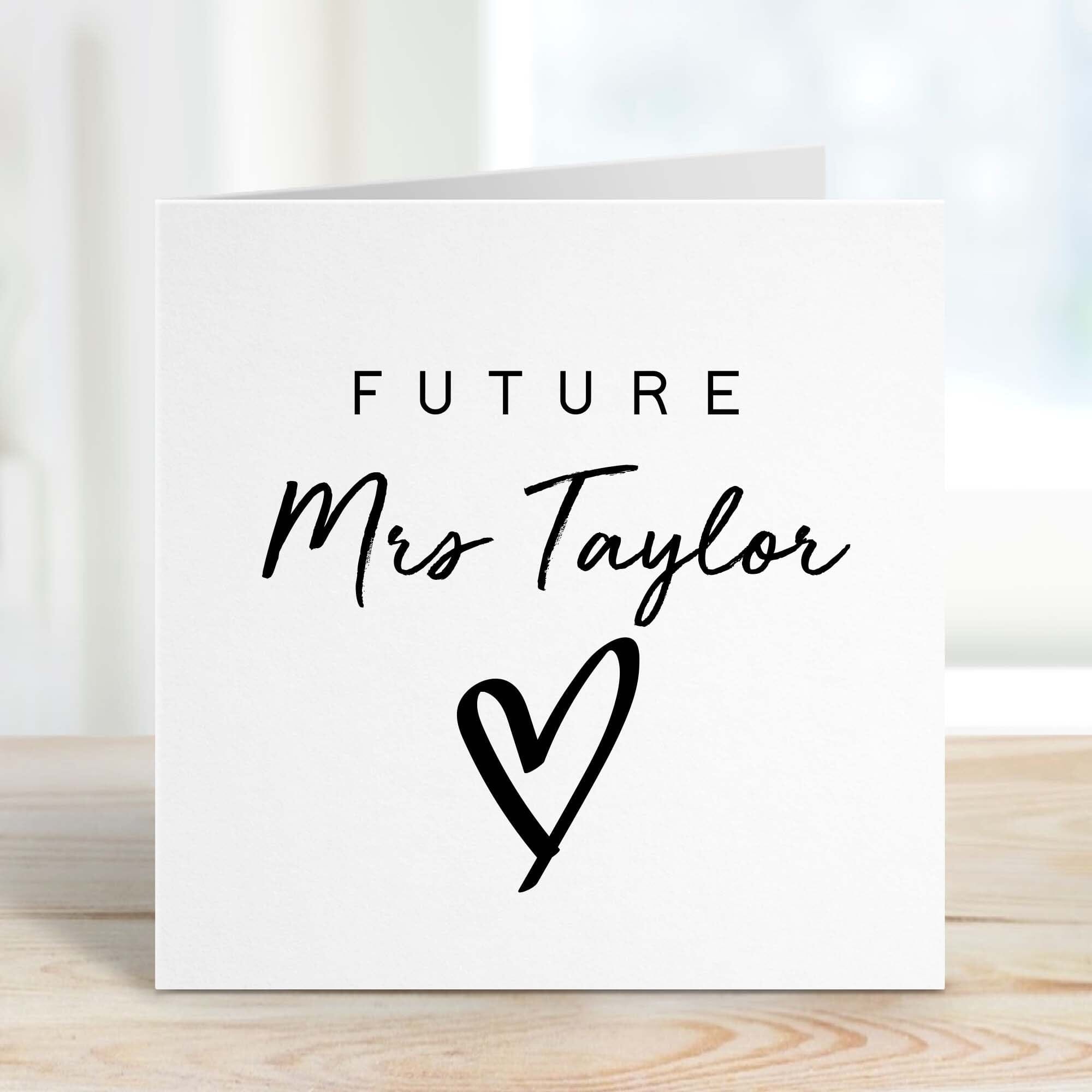 Card For Bride Future Mrs Card For Bride On Wedding Day Custom Bridal ...