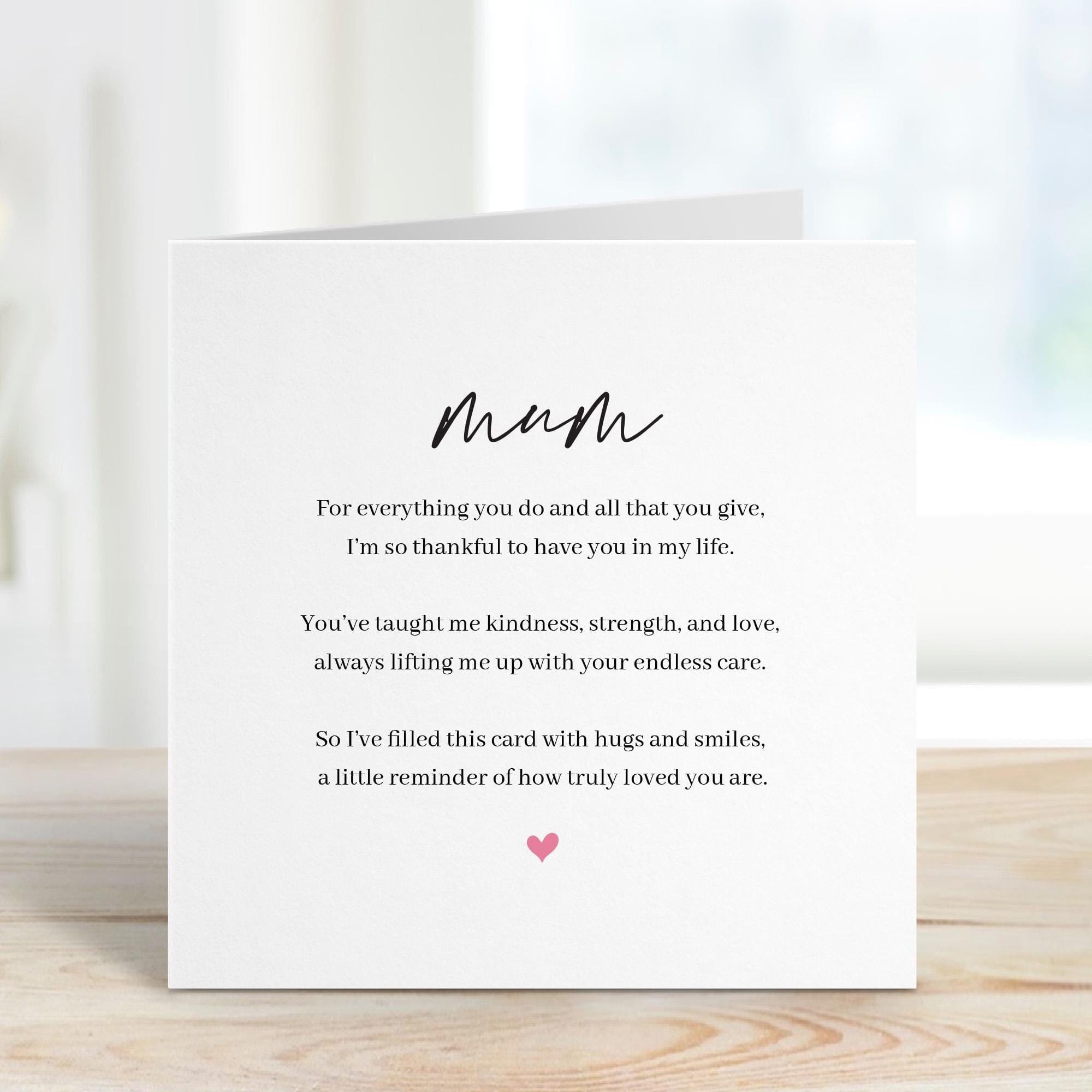 Card for Mum Heartfelt Message for Mummy Thoughtful Gift for Her Mother ...