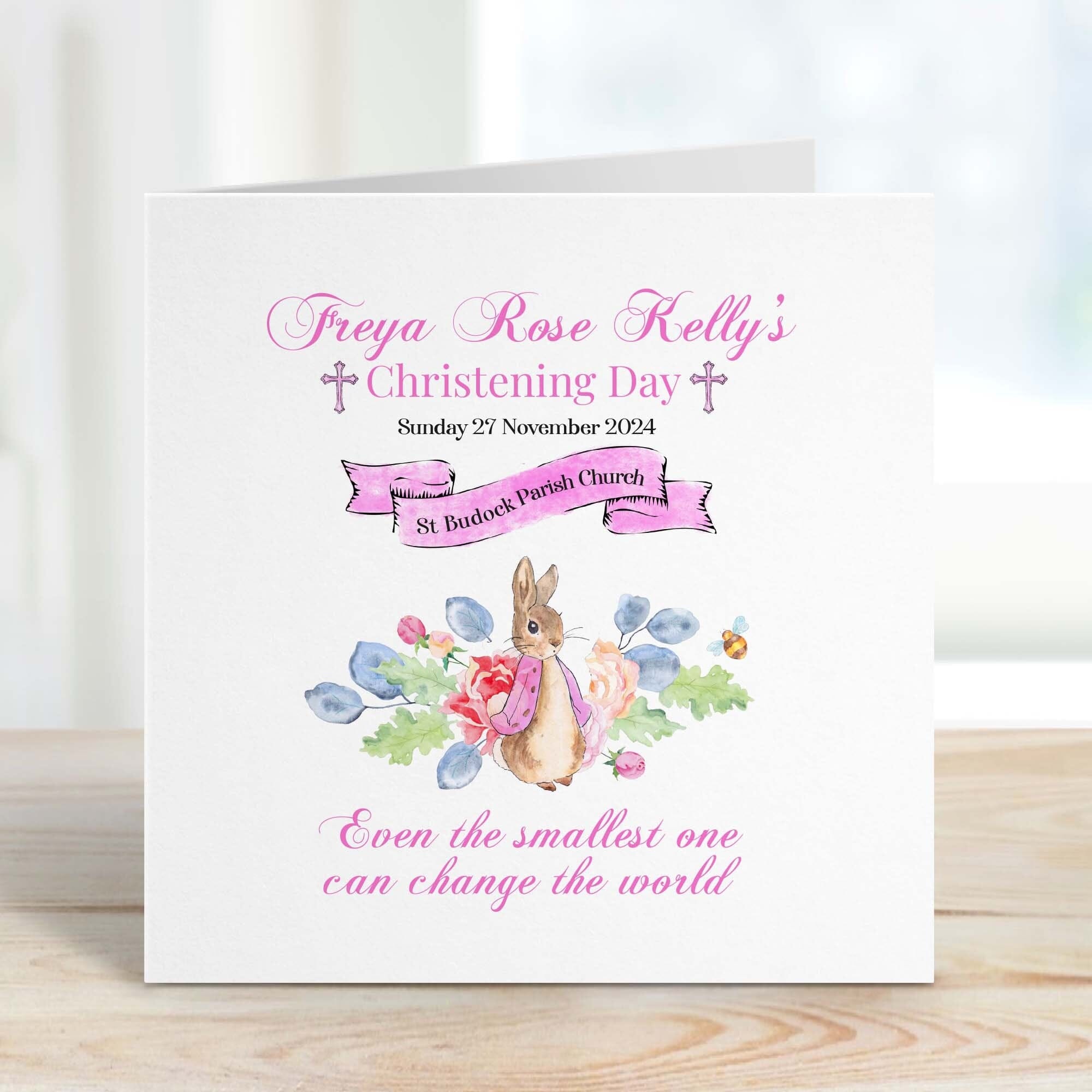 Christening Card With Name And Church Name For Boy Or Girl Pink Or Blue ...