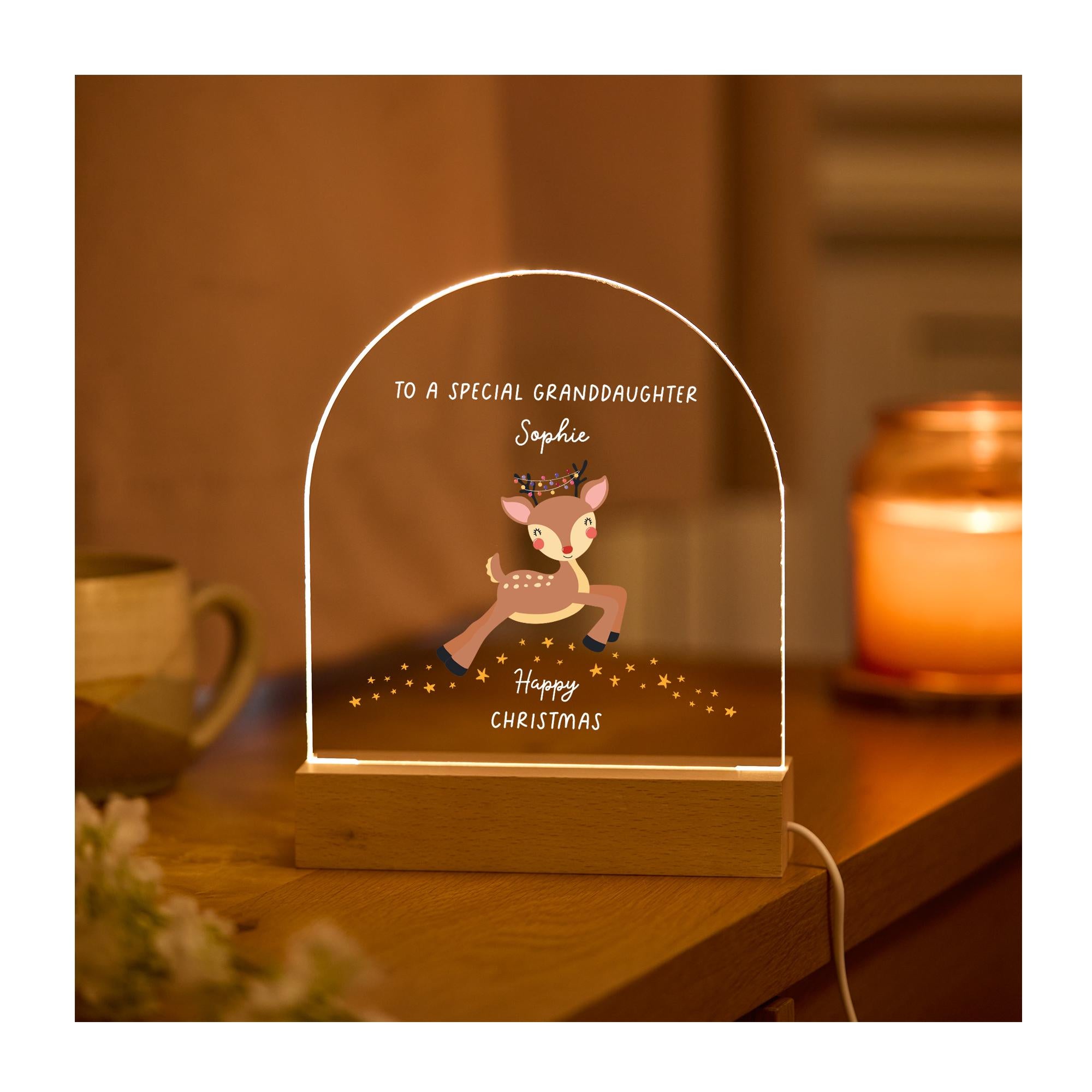 Christmas Gift for Granddaughter LED Light Plaque with Cute Reindeer ...