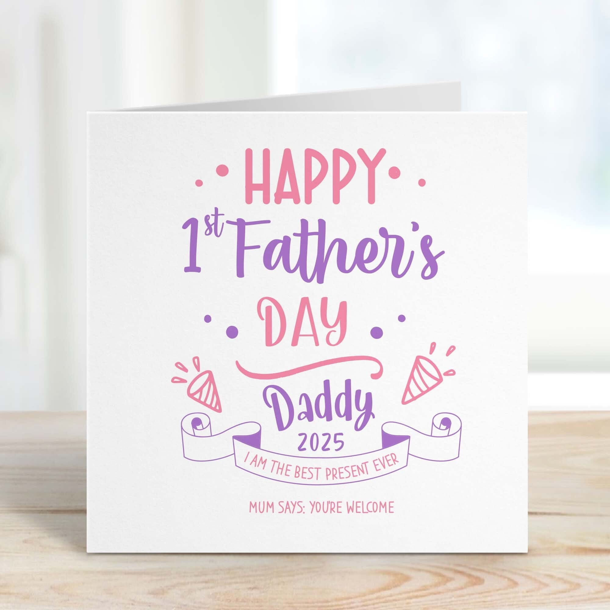 First Father's Day Card Cute Personalised Card For Daddy Dad Blue And ...