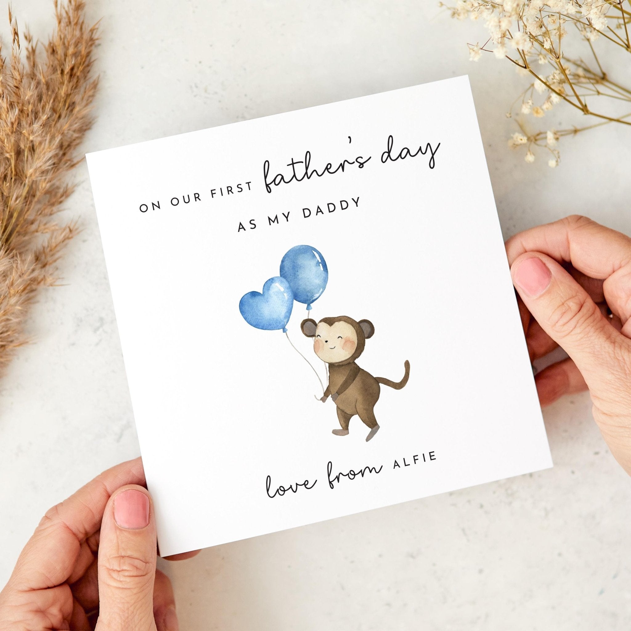 First Father's Day Card for Daddy from Baby Boy Cute Monkey Design ...