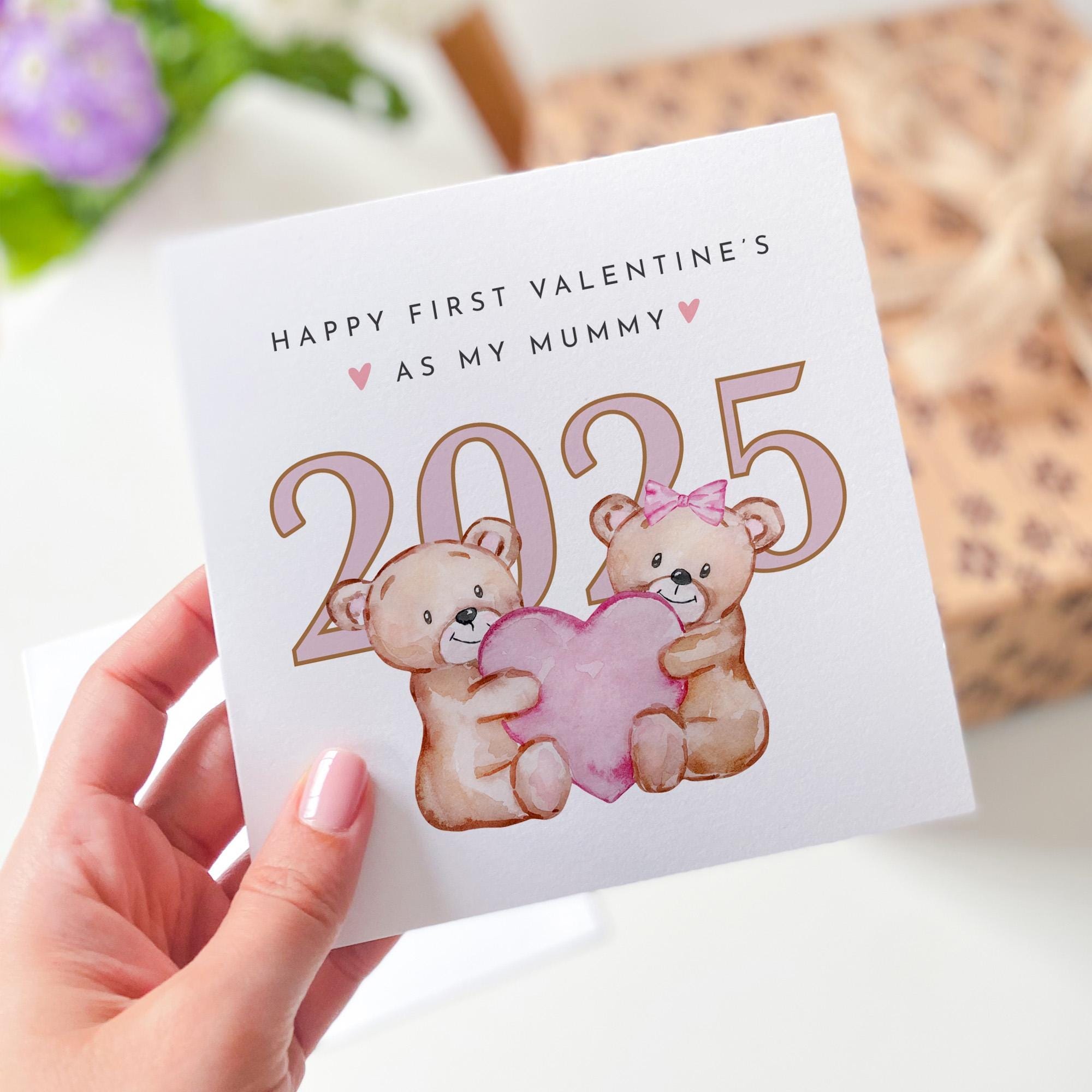 First Valentine's Day Card for Mummy 2025 Cute Teddy Bear Design ...