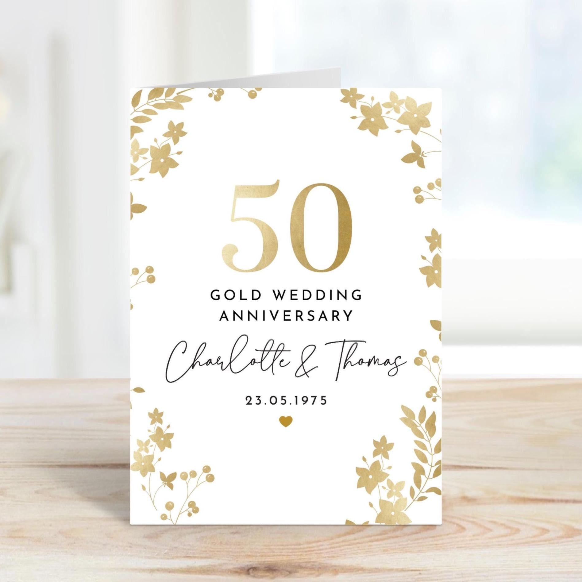 Gold Wedding Anniversary Card for Couple 50th Anniversary with Name ...
