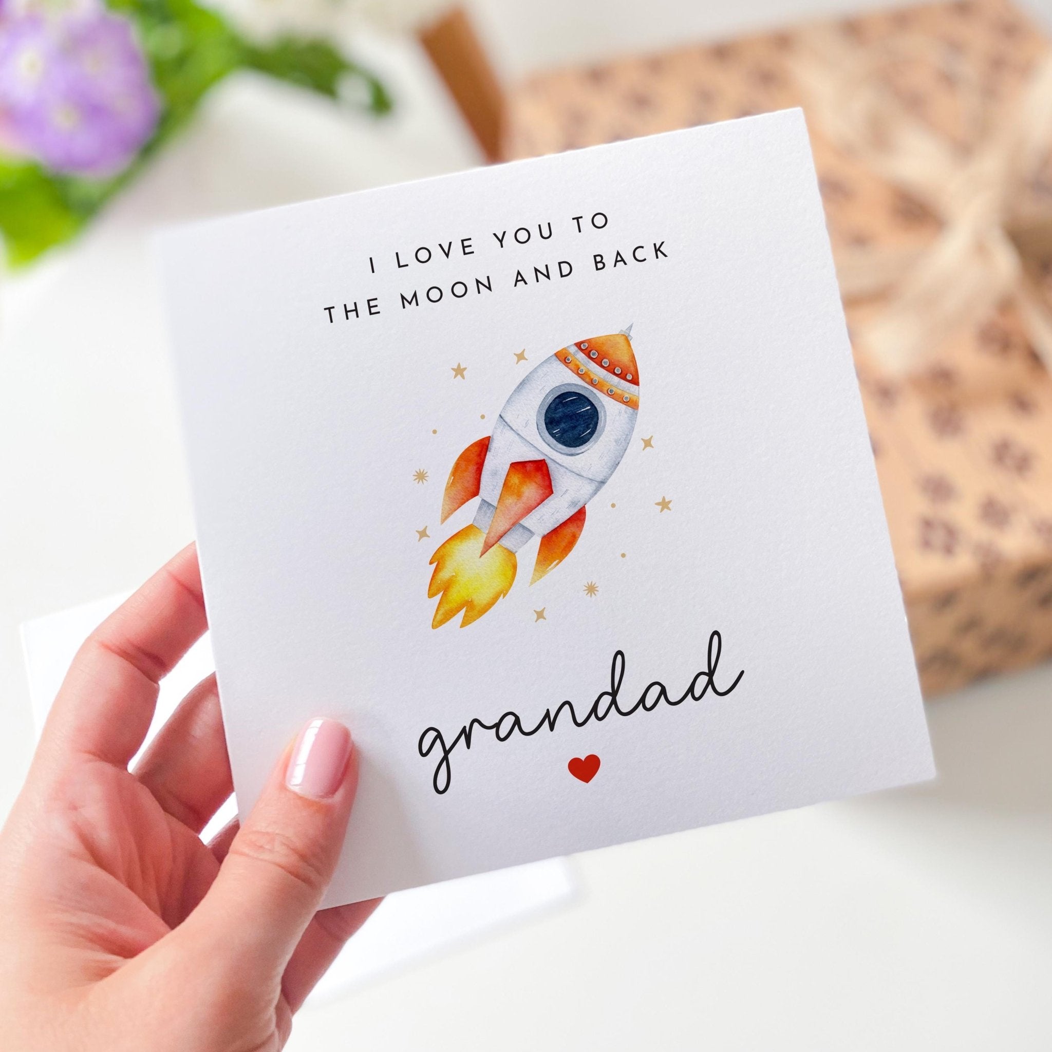 Grandad Card for Father's Day I Love You to the Moon and Back Rocket ...