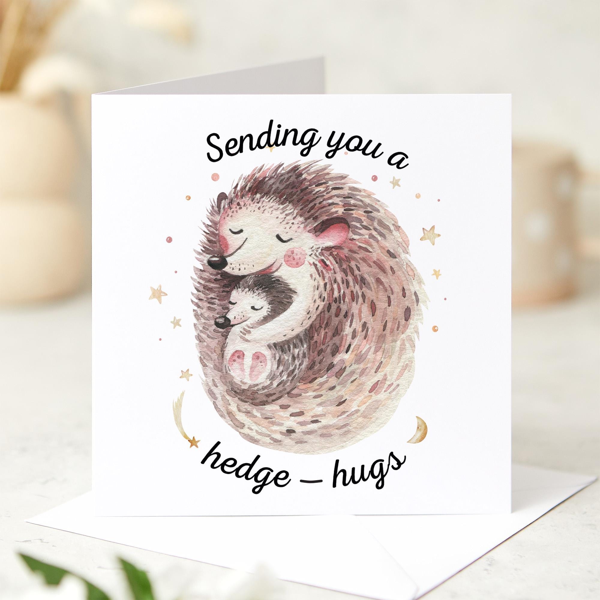 Hedgehog Card Cute Hedge Hugs Pun Card Thinking of You Card Get Well ...