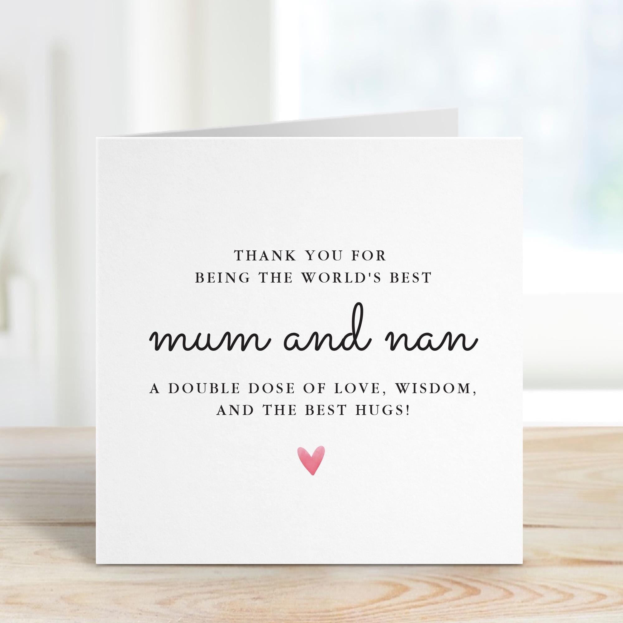 Mum and Nan Card Thoughtful Gift for Mother's Day Heartfelt ...