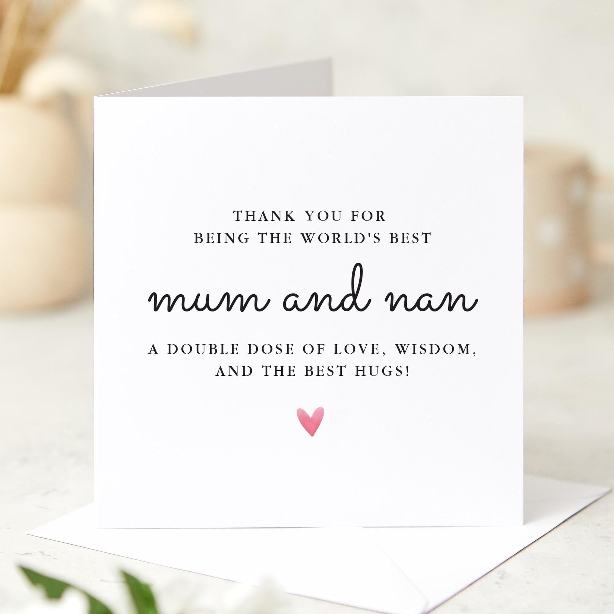 Mum and Nan Card Thoughtful Gift for Mother's Day Heartfelt ...
