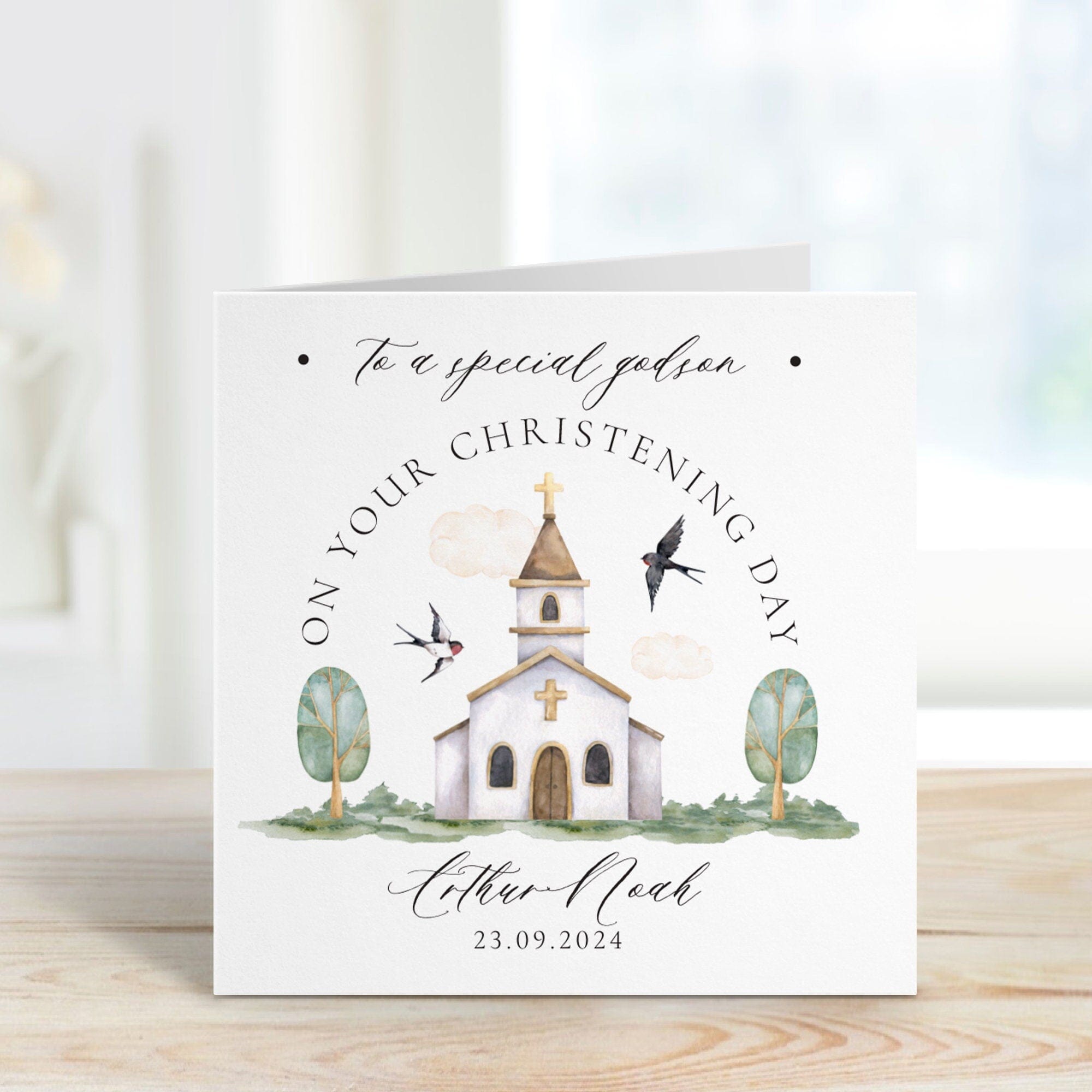 On Your Christening Day Card For Godson With Name Date To A Special ...