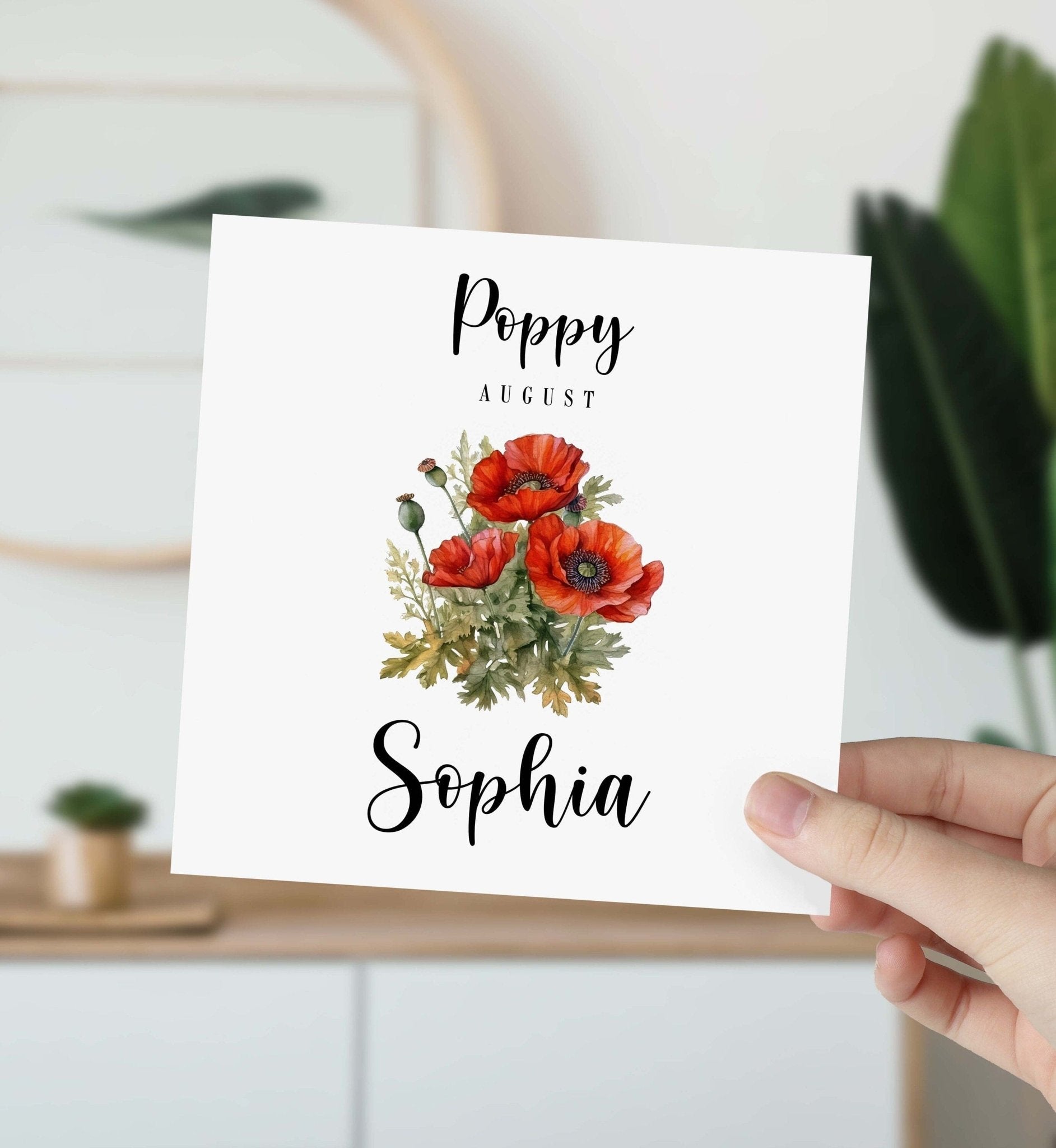 Personalised August Birth Flower Card For Born In August Birth Birthday ...