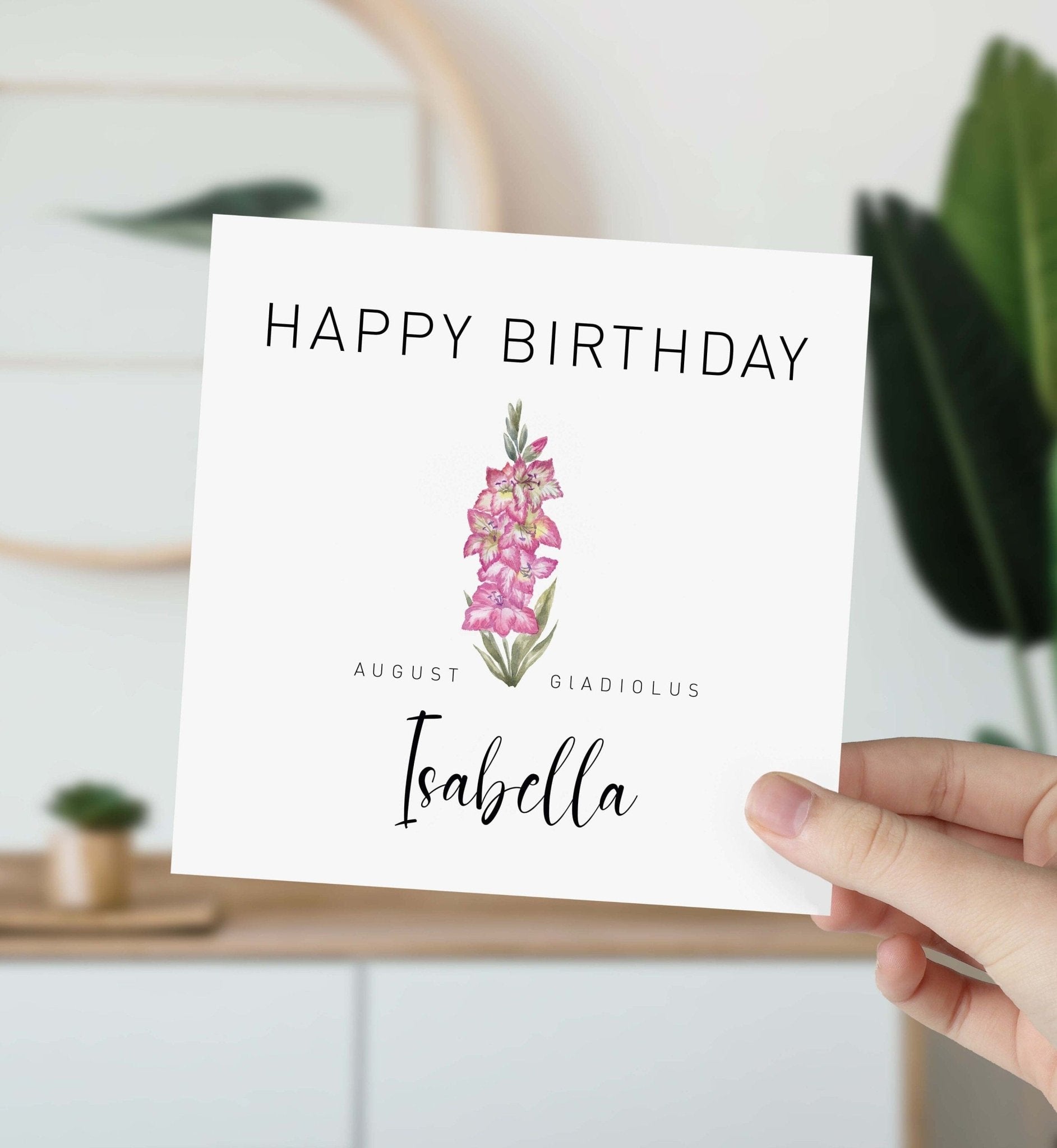 Personalised August Birth Flower Card For Born In August Birthday Card ...