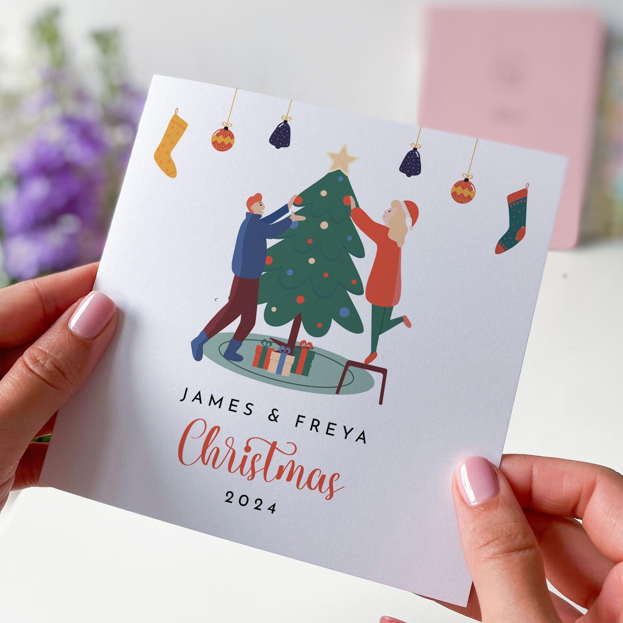 Personalised Christmas Card Couples Newlywed Engaged Married Wife ...