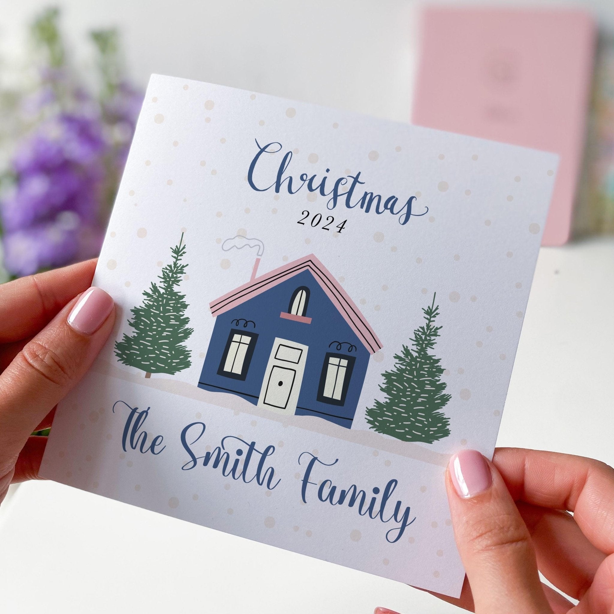 Personalised Christmas Card With Family Name Last Name First Xmas At ...