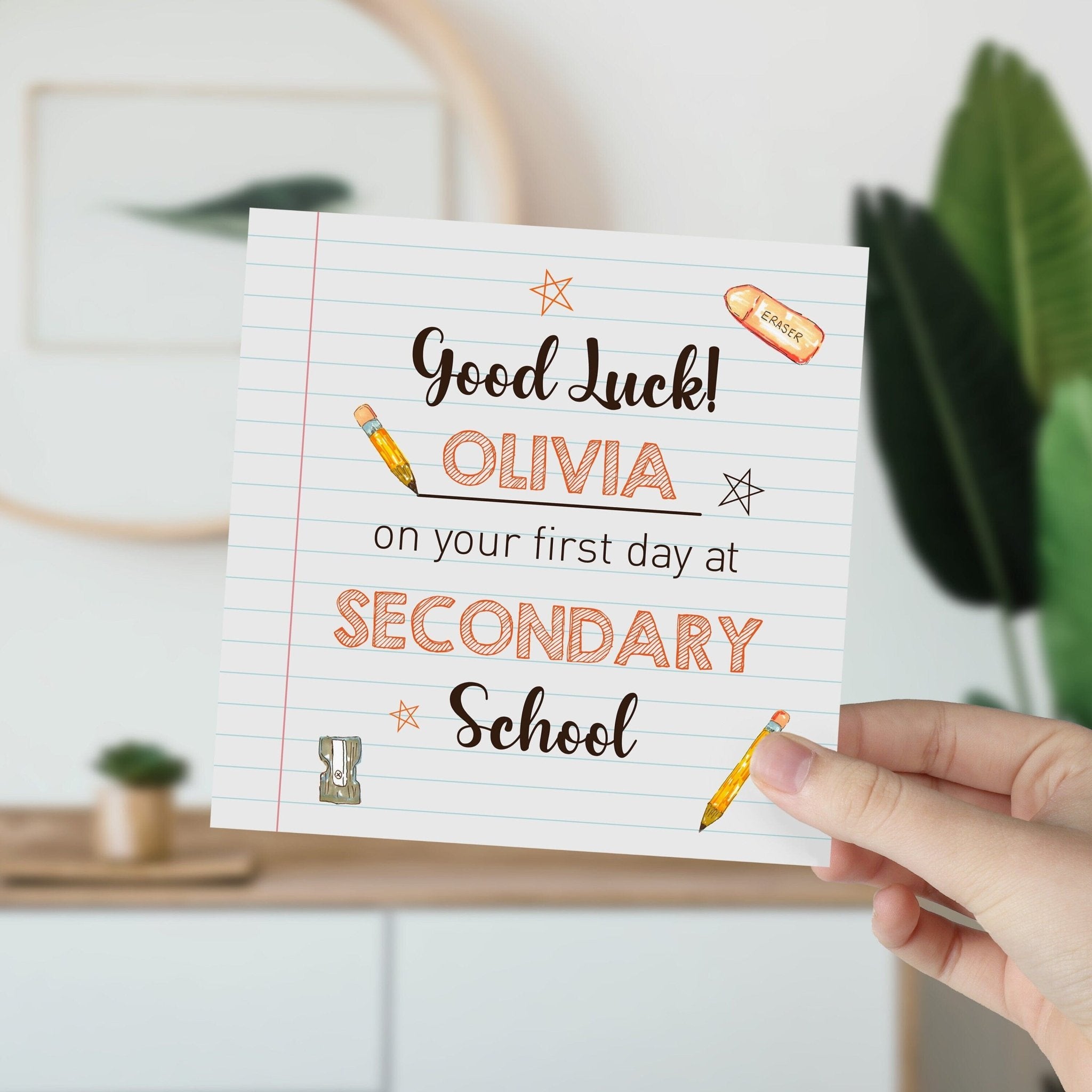 Personalised First Day At School Card For Boy Girl Good Luck Gift Card ...