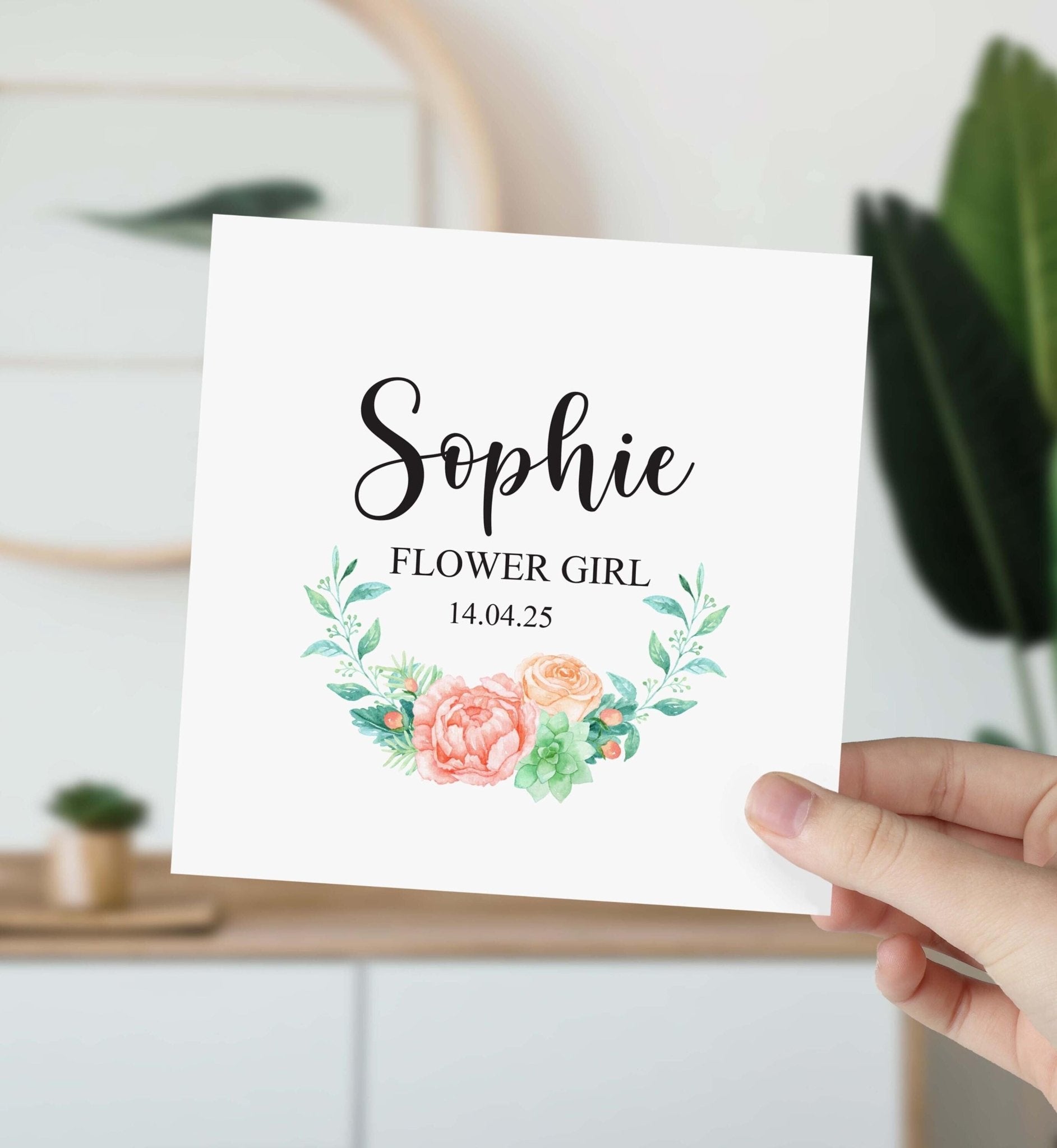 Personalised Flower Girl Card Greetings Card Wedding Day Flower Girl ...
