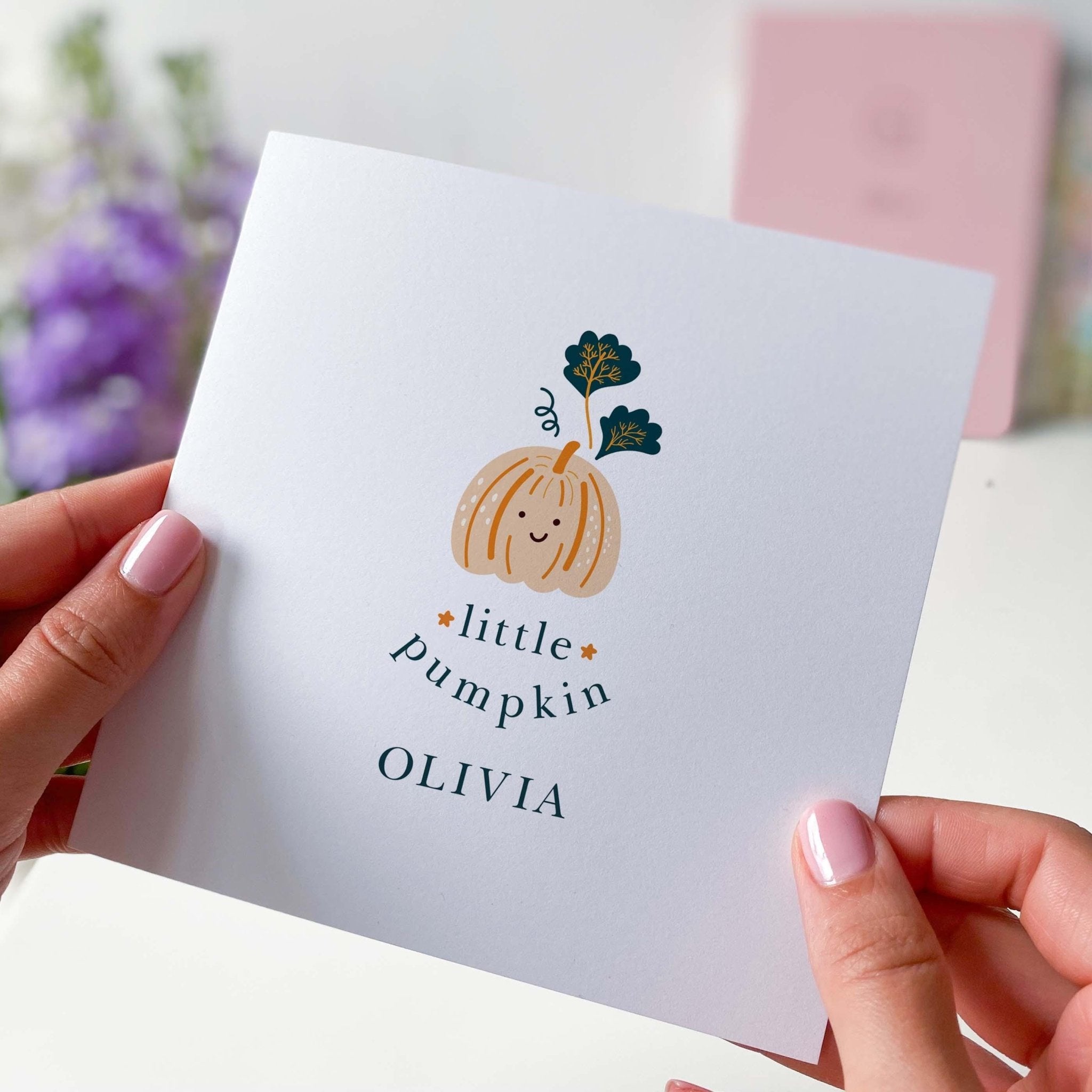 Personalised Little Pumpkin Halloween Card With Name Cute First ...