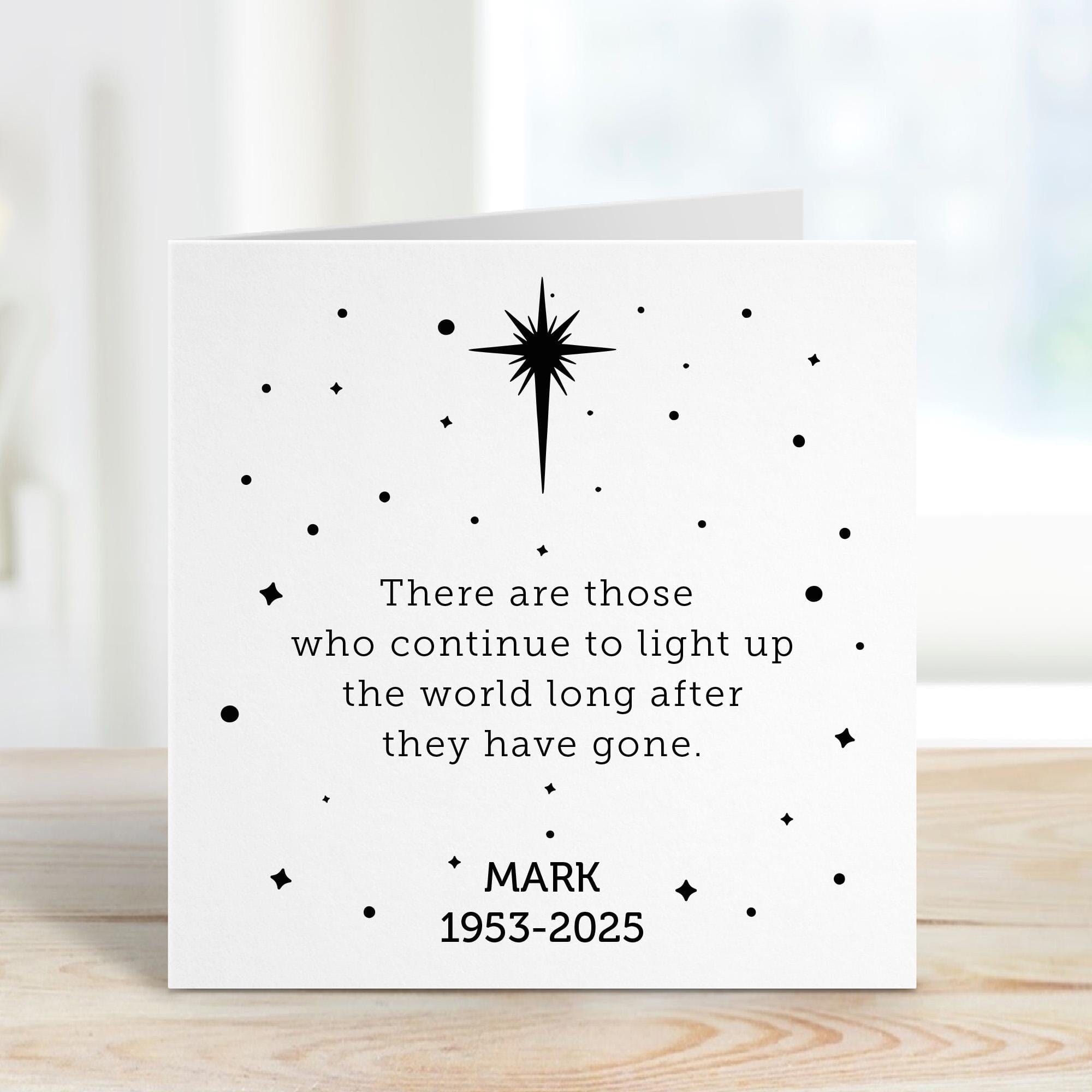 Personalised Memorial Card Sympathy Condolence Card Remembrance Card ...