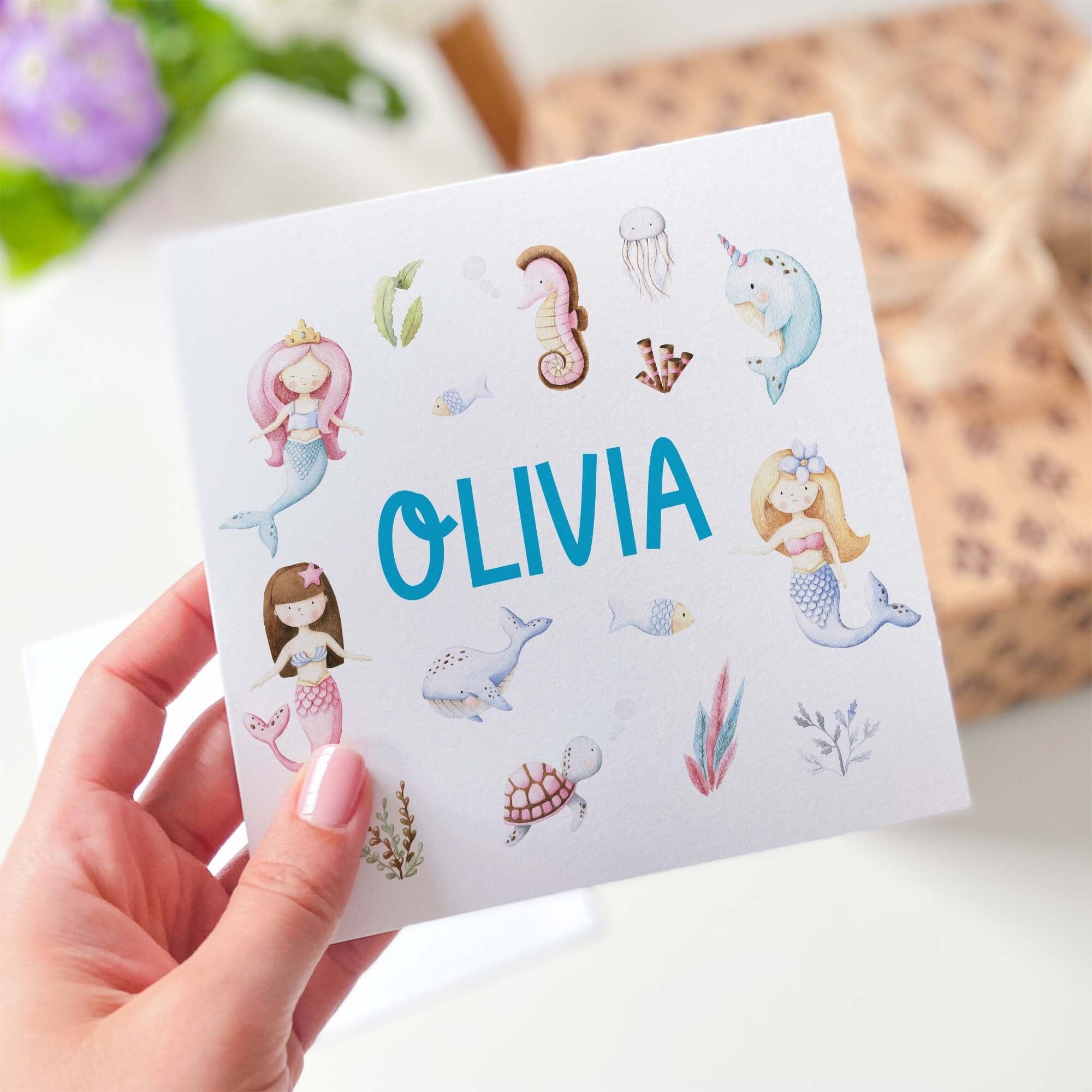 Personalised Mermaid Birthday Card Girl Party With Cute Mermaid Theme ...