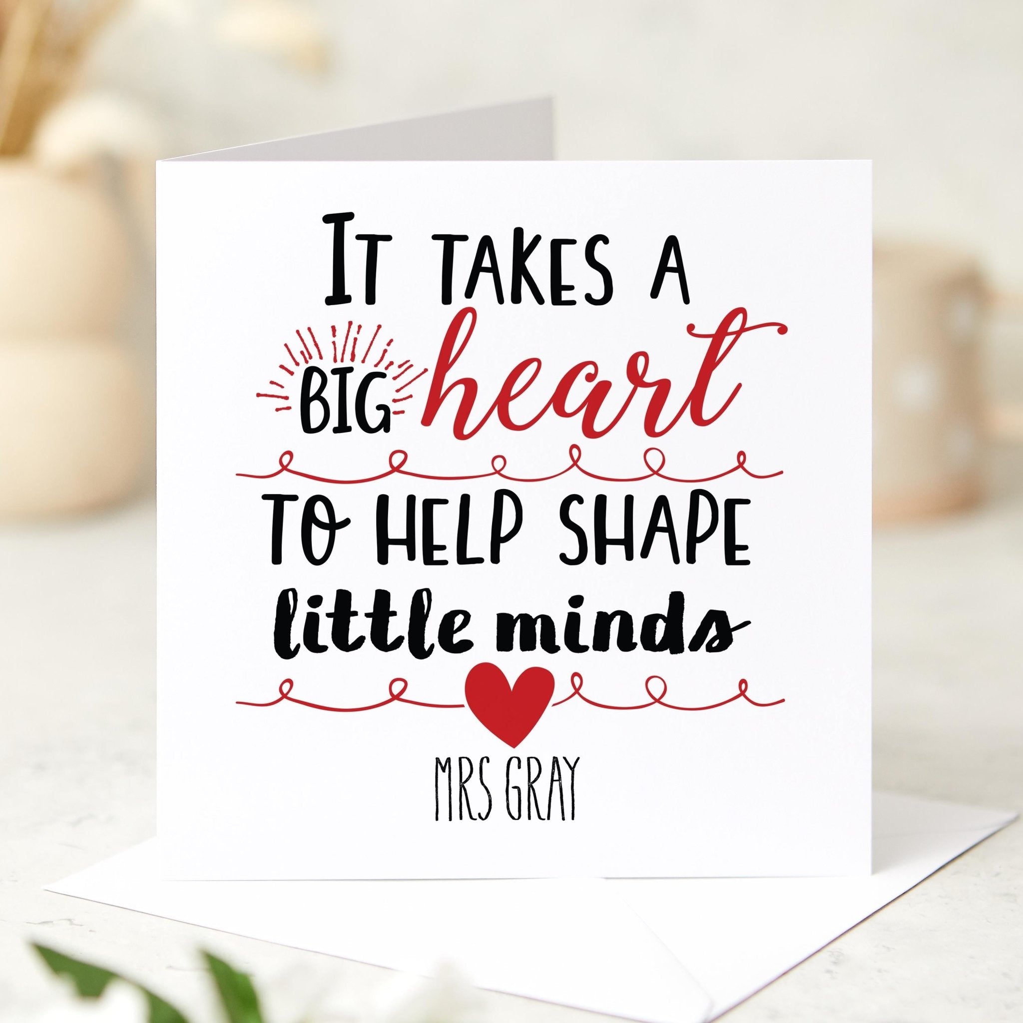 Personalised Teacher Thank You Card It Takes a Big Heart to Shape ...