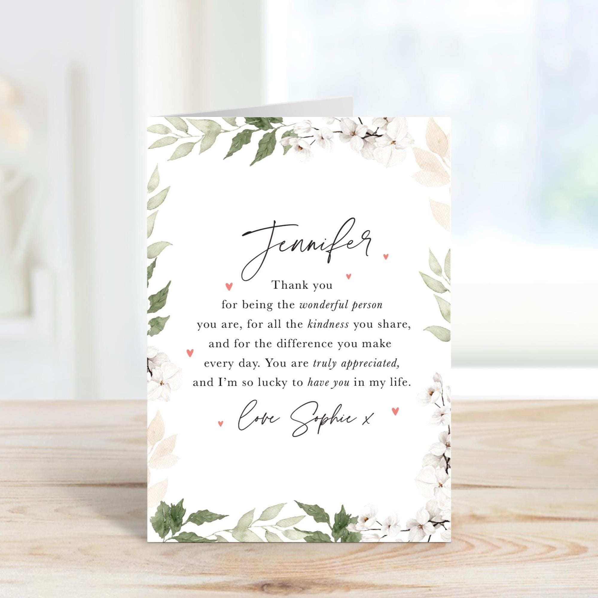 Personalised Thank You Card for Her Elegant Floral Design Appreciation ...