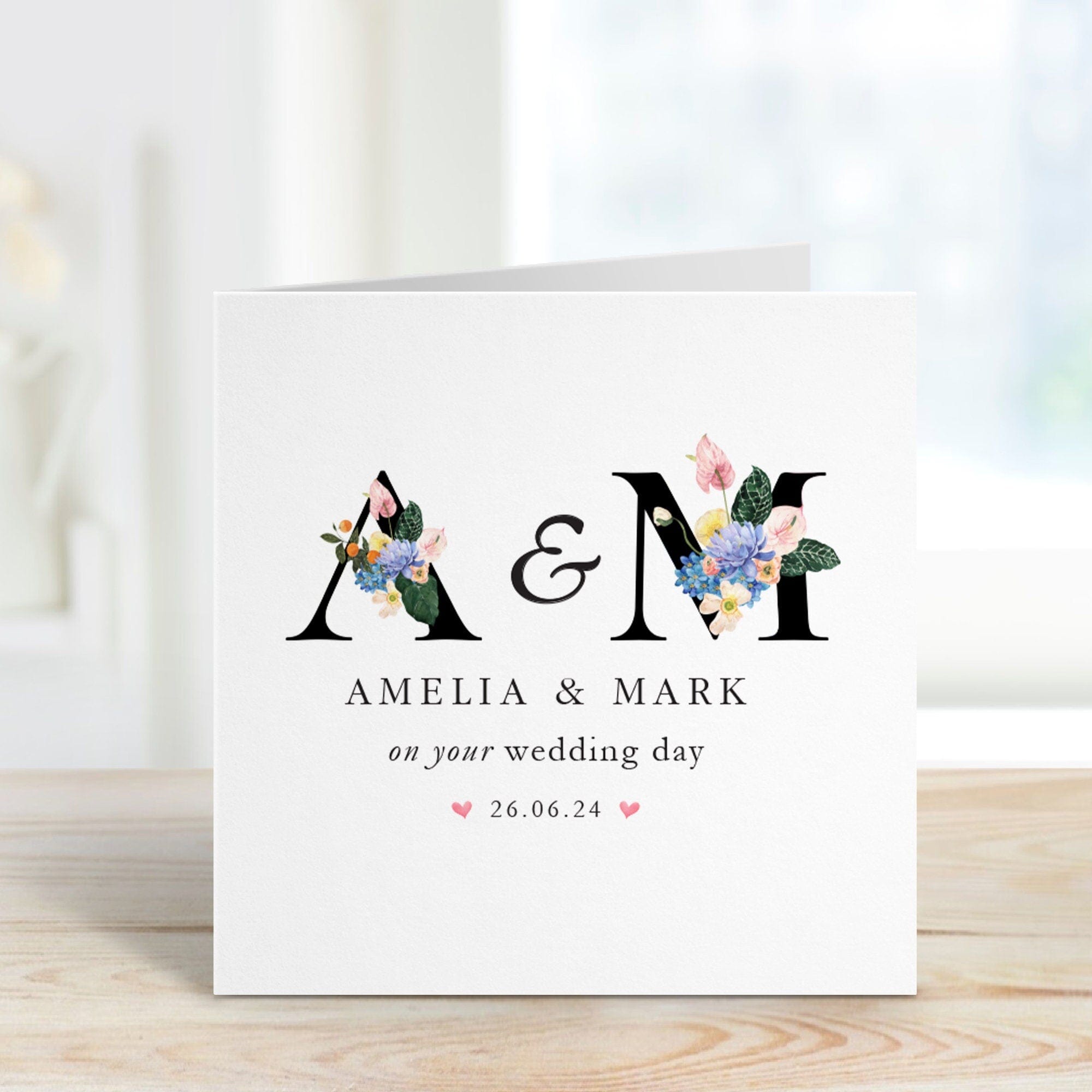 Personalised Wedding Card With Initial Name Date Congratulations On ...