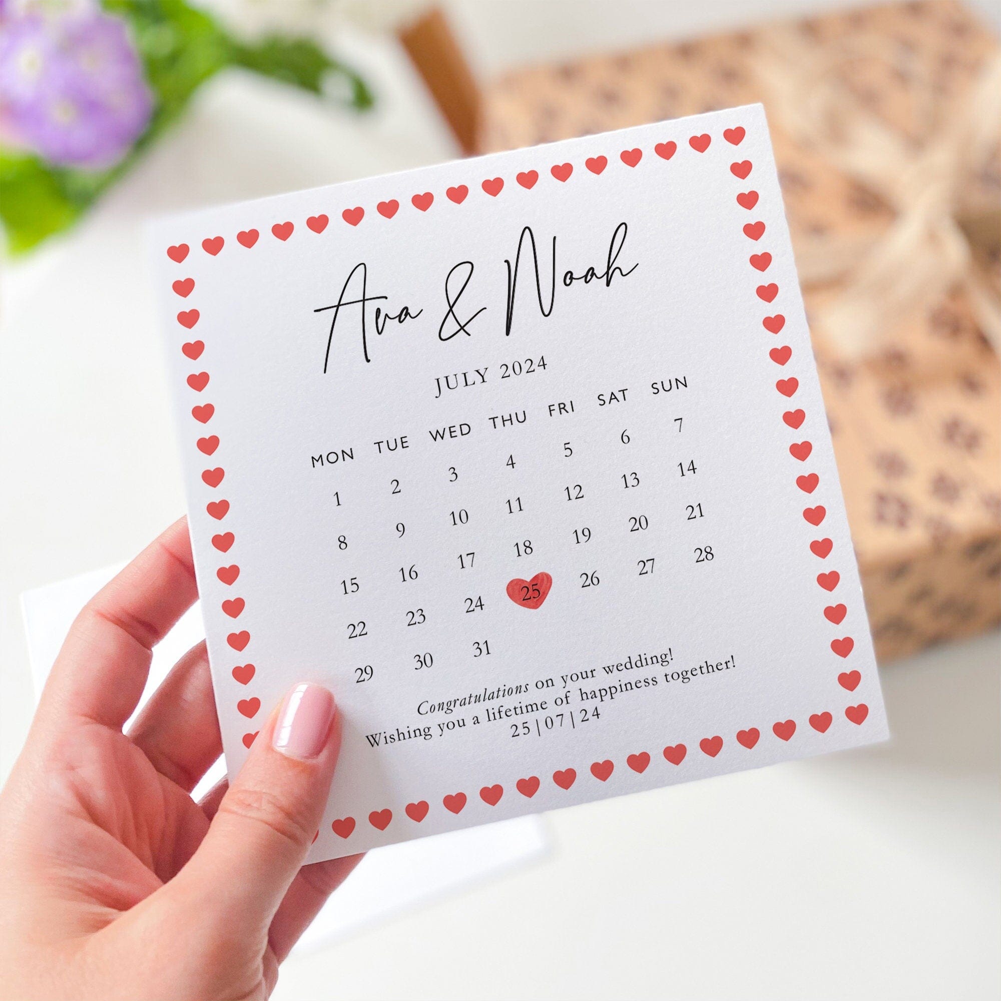 Personalised Wedding Card With Names Your Text And Date Congratulations ...