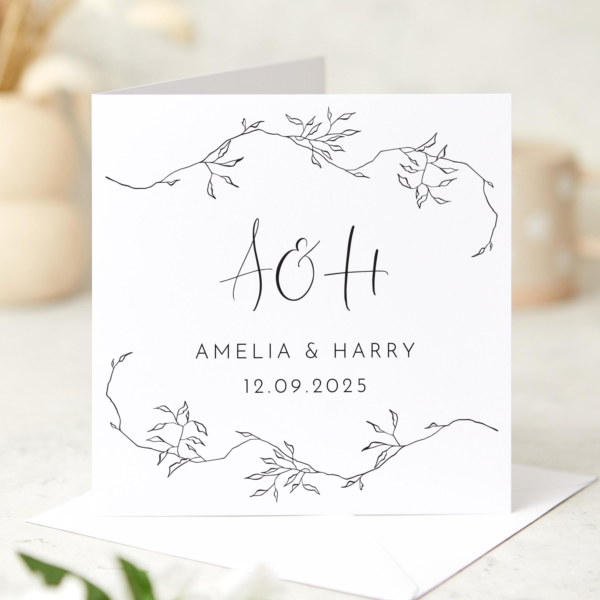 Personalised Wedding or Engagement Card – Custom Initials Names and ...