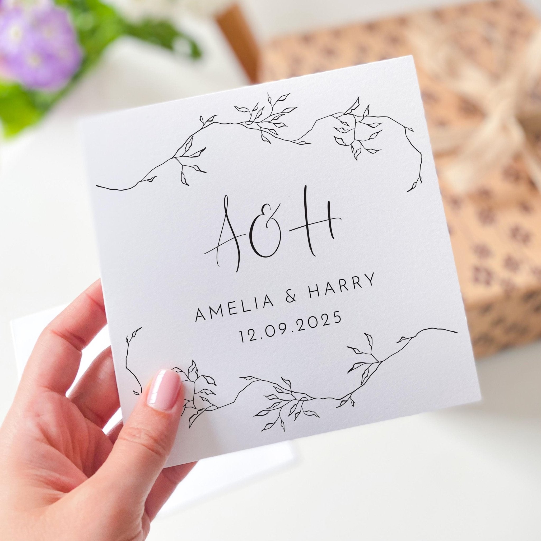 Personalised Wedding or Engagement Card – Custom Initials Names and ...