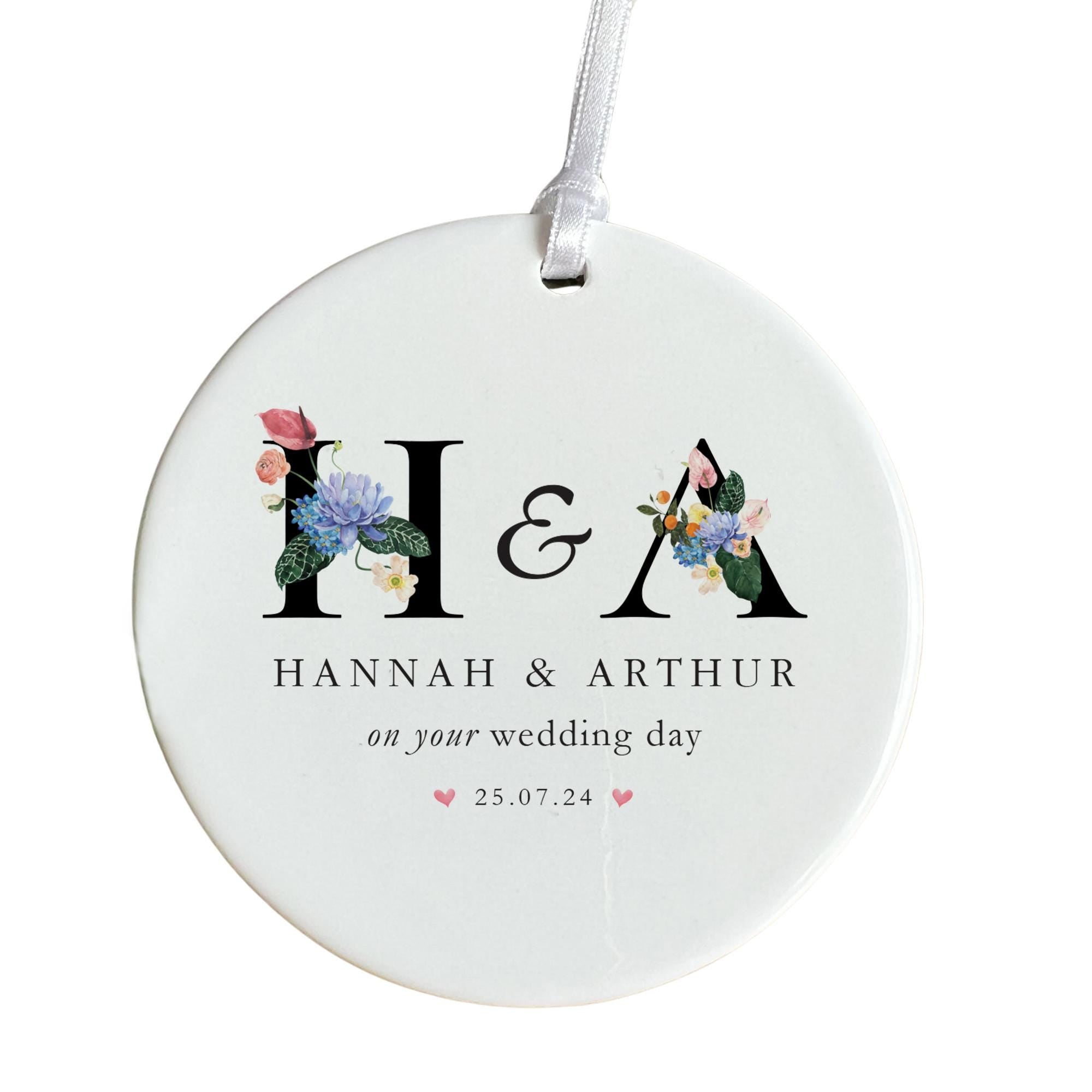 Personalised Wedding Ornament with Initials Names & Date ...