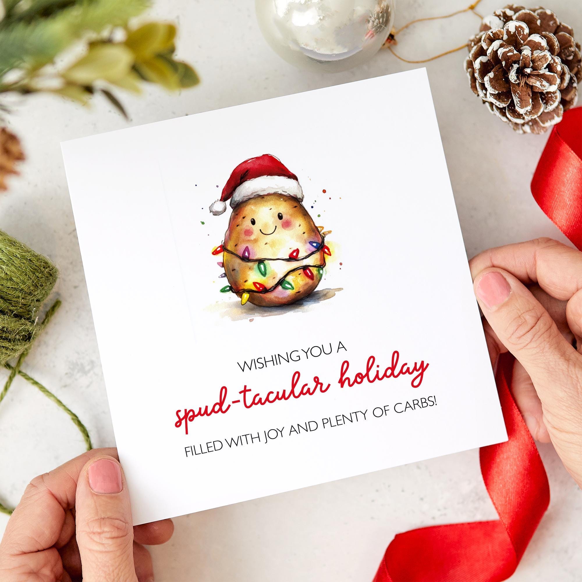 Spud-Tacular Funny Christmas Card For Her Him Friend Family Mum Dad ...