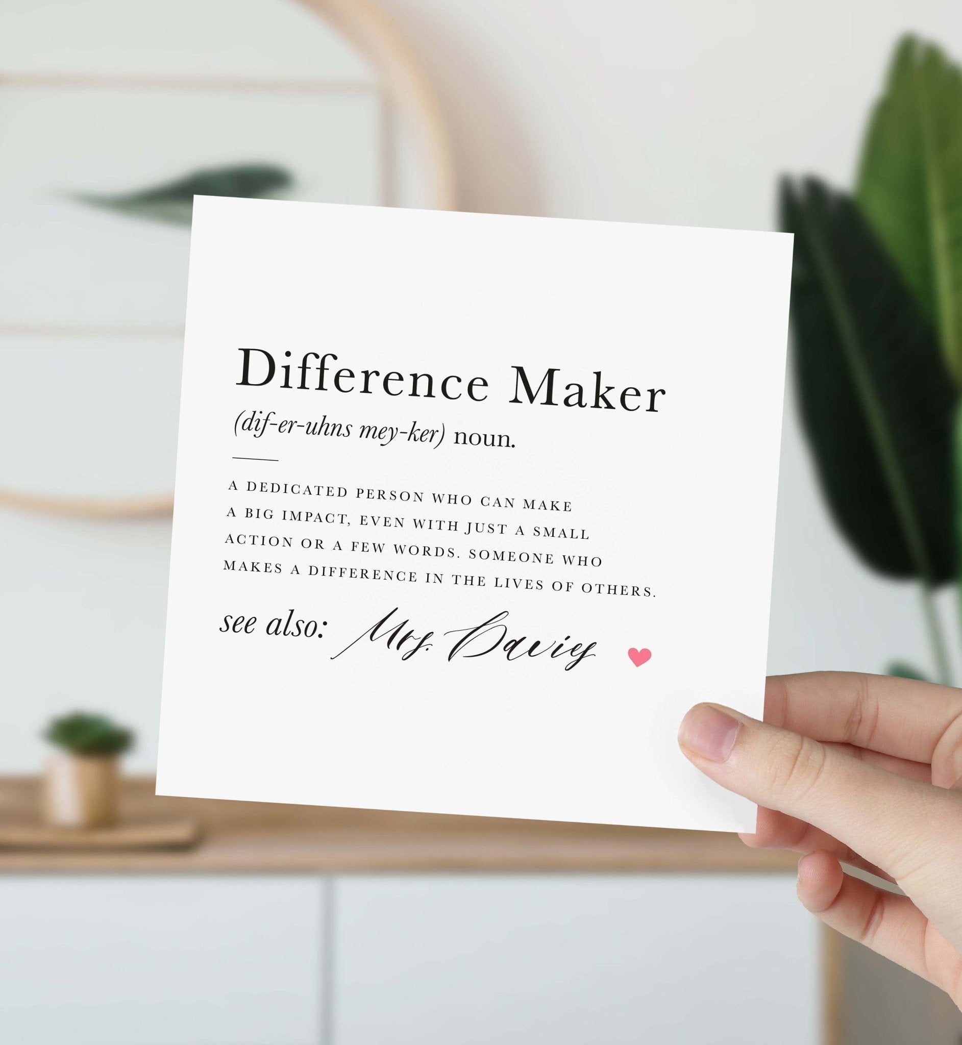 Teacher Definition Card Difference Maker Dictionary Card Personalised ...