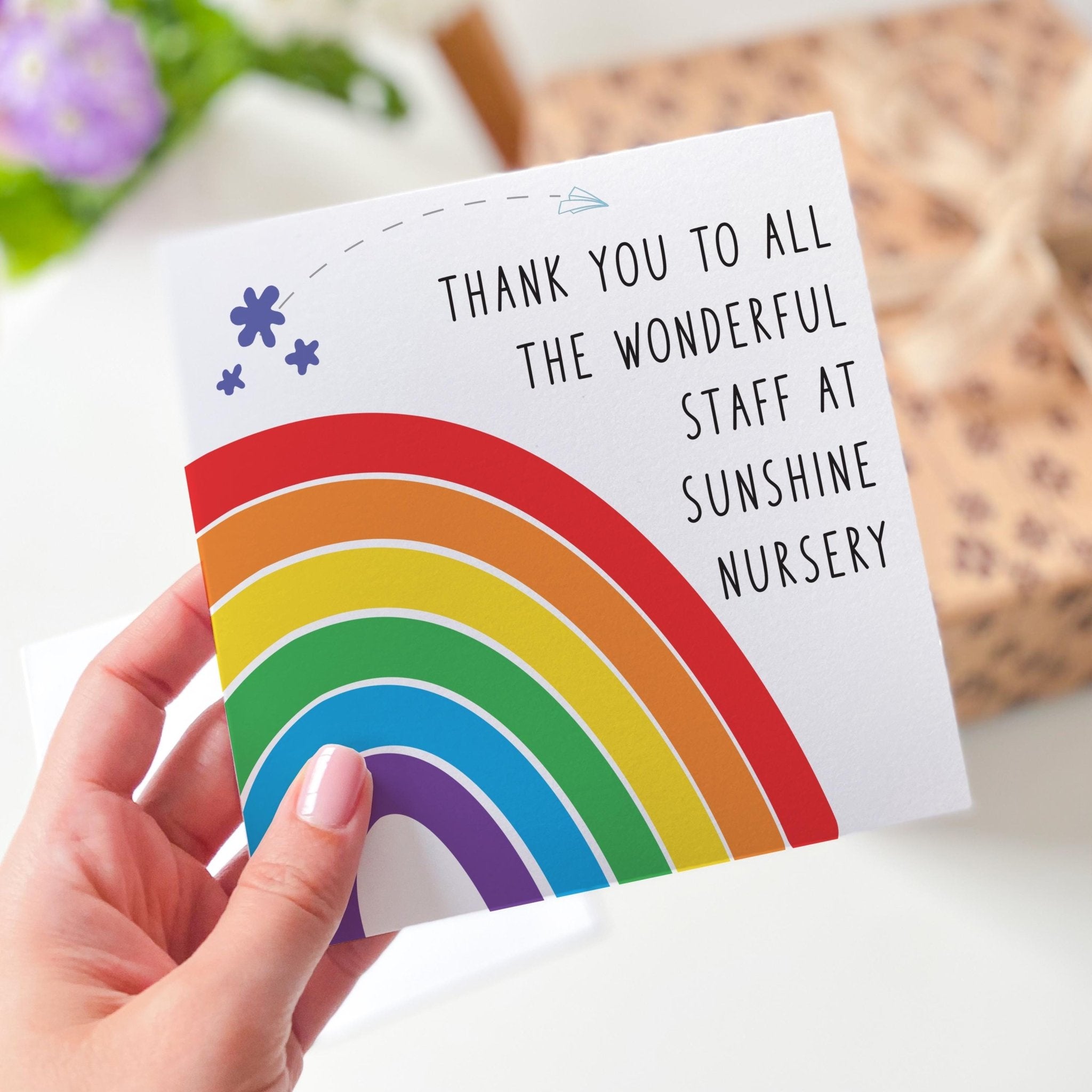 Thank You Nursery Staff Card Colourful Rainbow Appreciation Card for ...