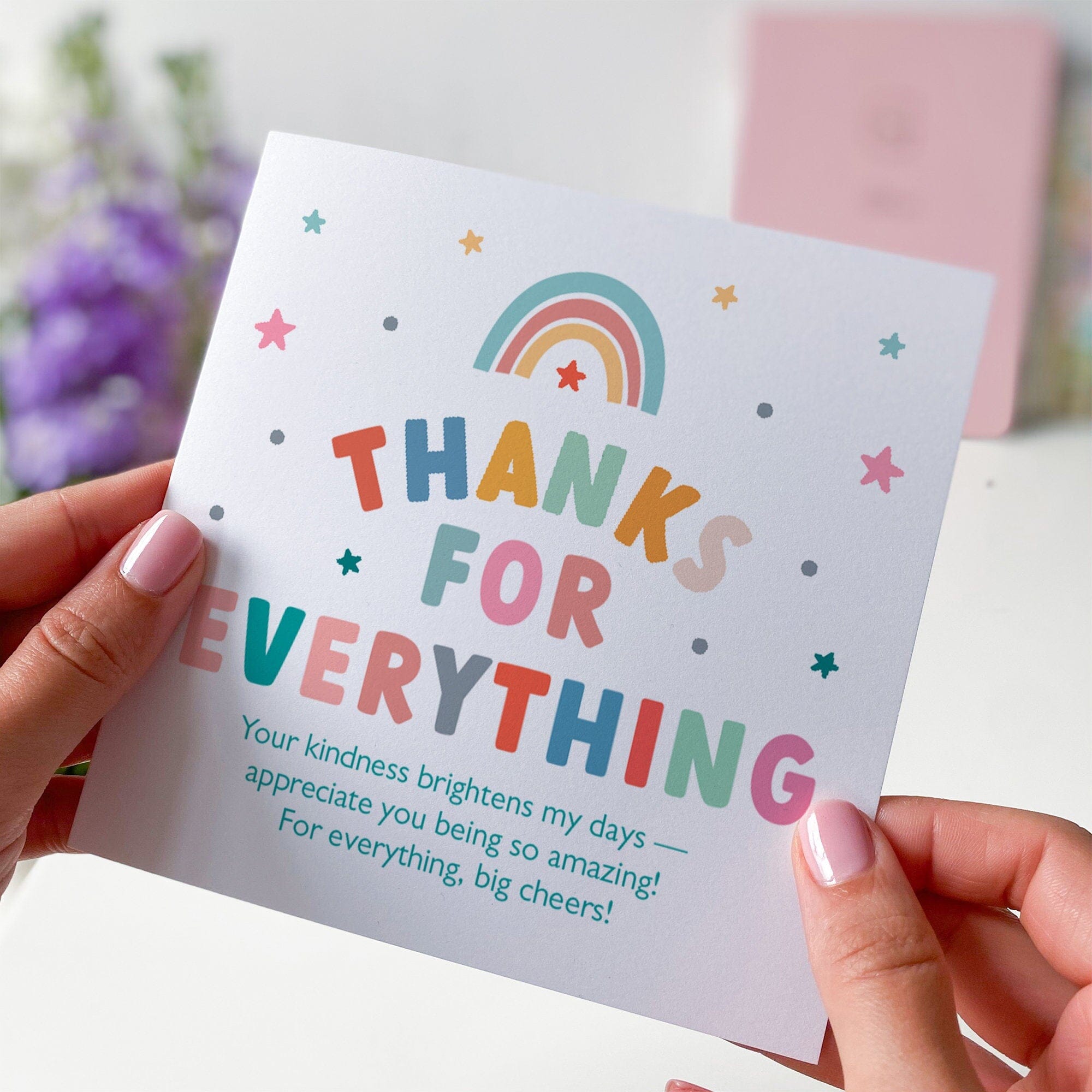 Thanks For Everything Card With Rainbow Design Gift Card For Her Him ...