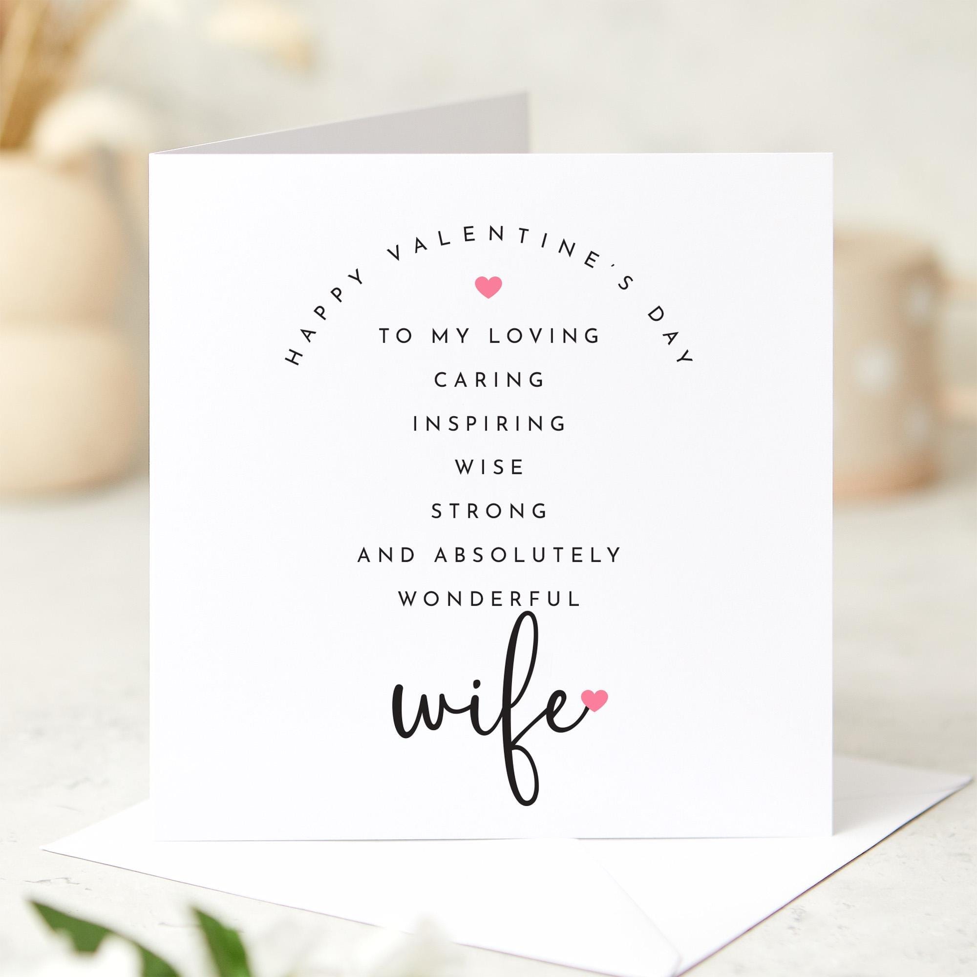 Valentines Day Card for Wife Loving Caring Inspirational Gift for Her ...
