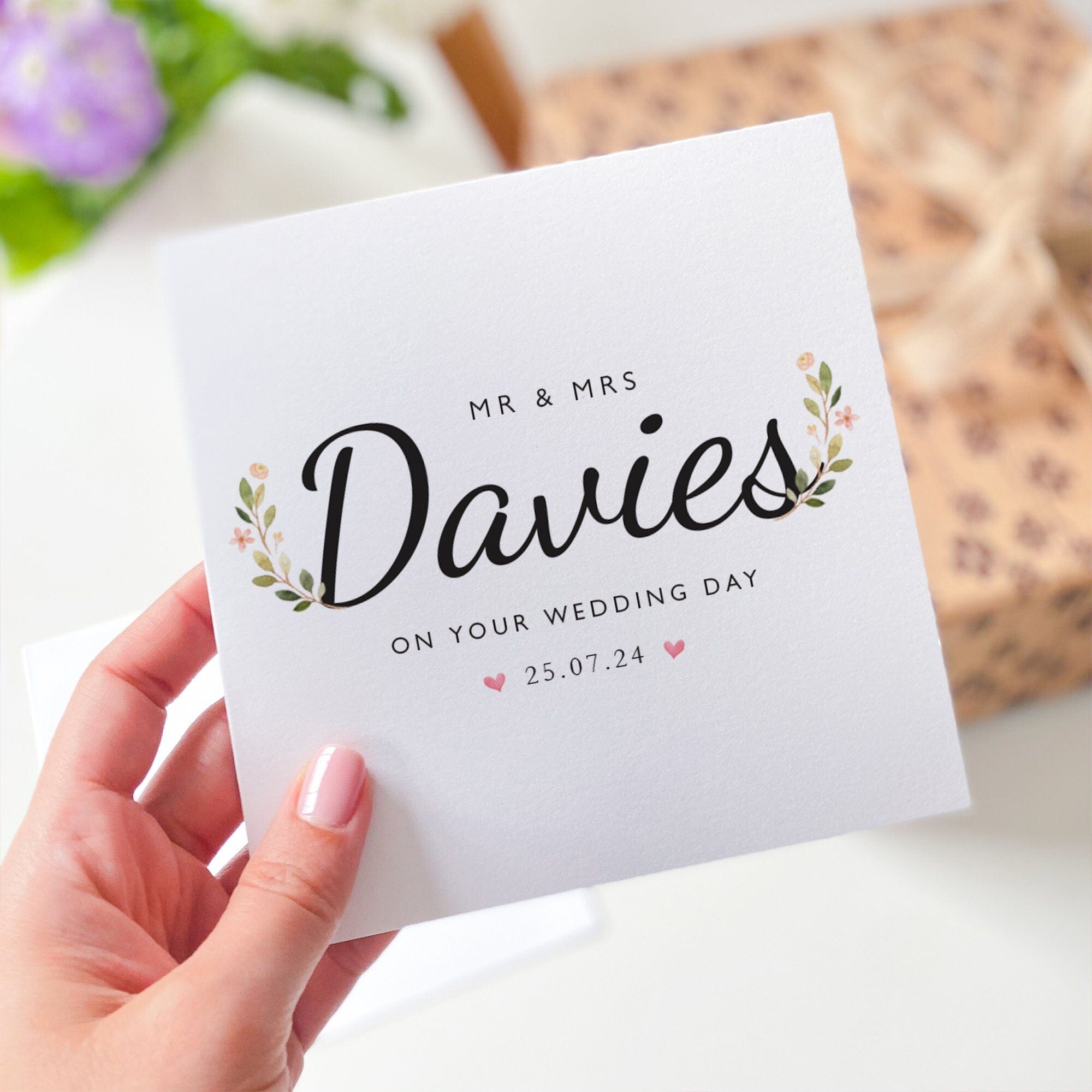 Wedding Card With Last Name And Date Congratulations On Your Wedding ...