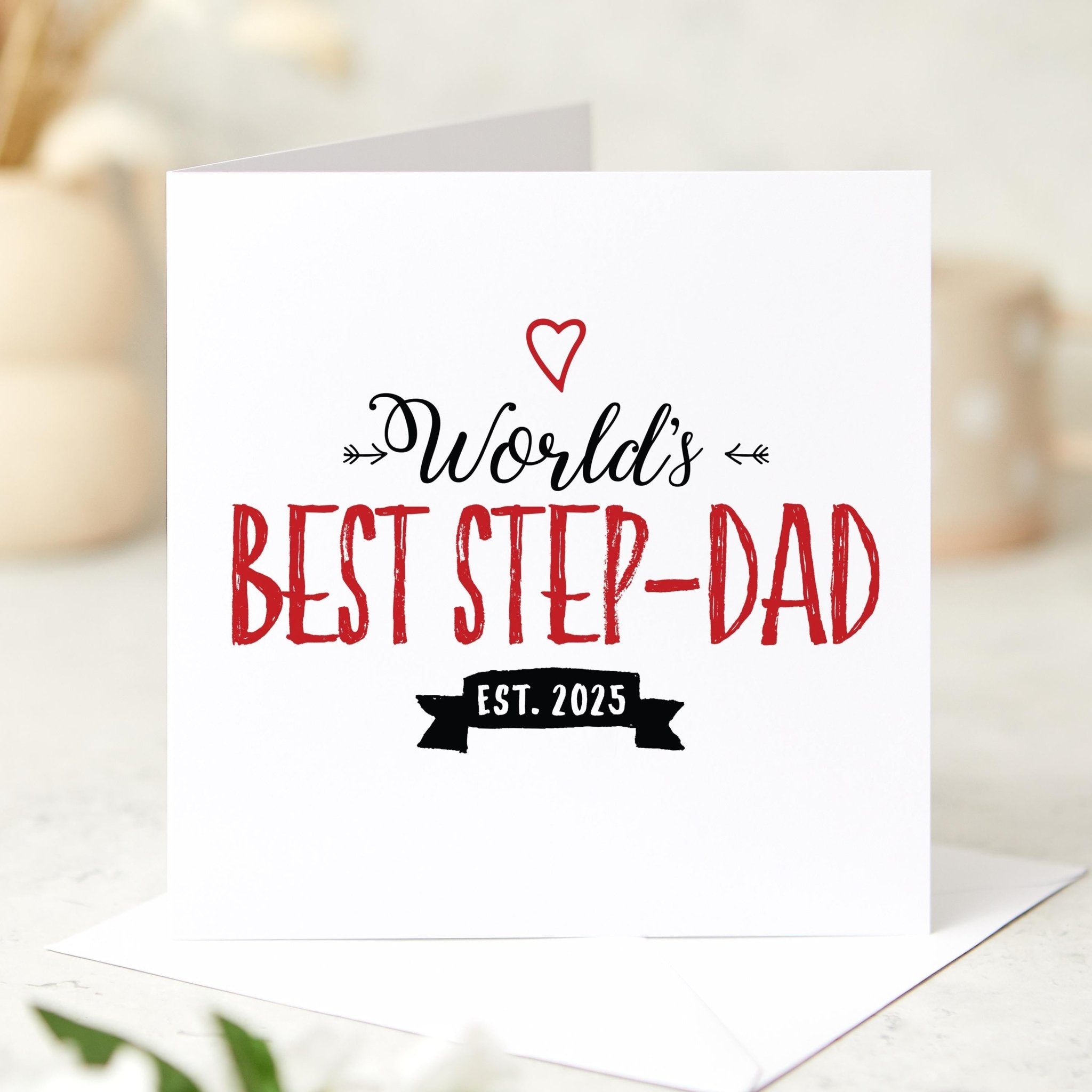 Worlds Best Step-Dad Card Stepdad Personalised Card Established Date ...