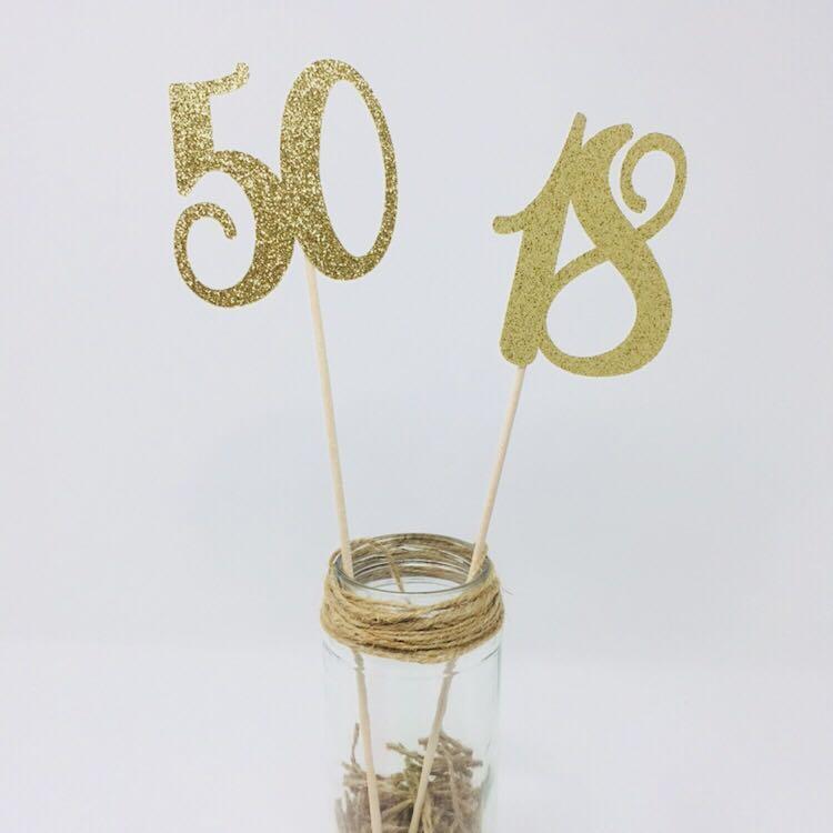 Decorative Personalised Any Age Number Centrepiece Set of 3 – Pomchick