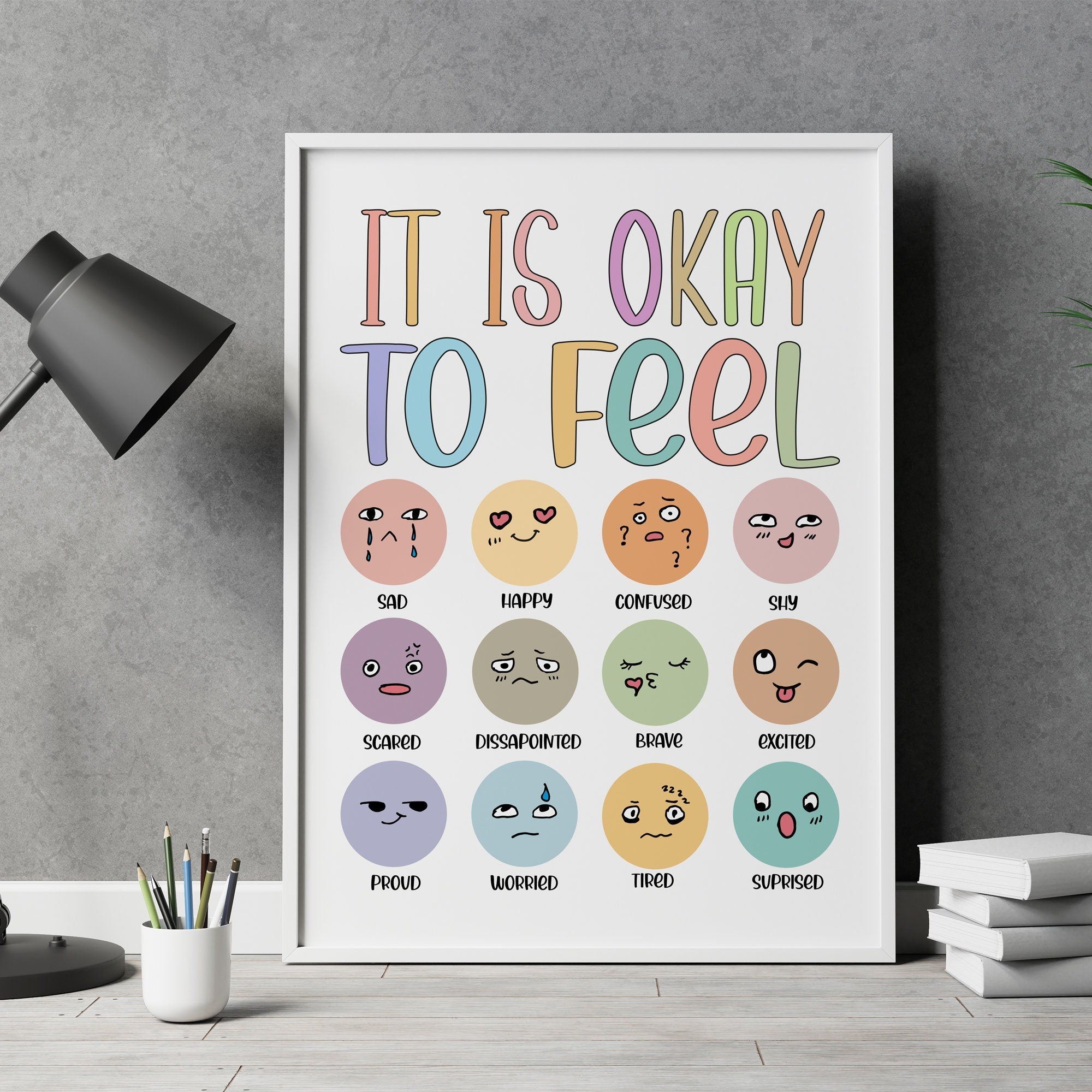 It's Okay To Feel Poster, Mental Health Awareness Gift, Positivity ...