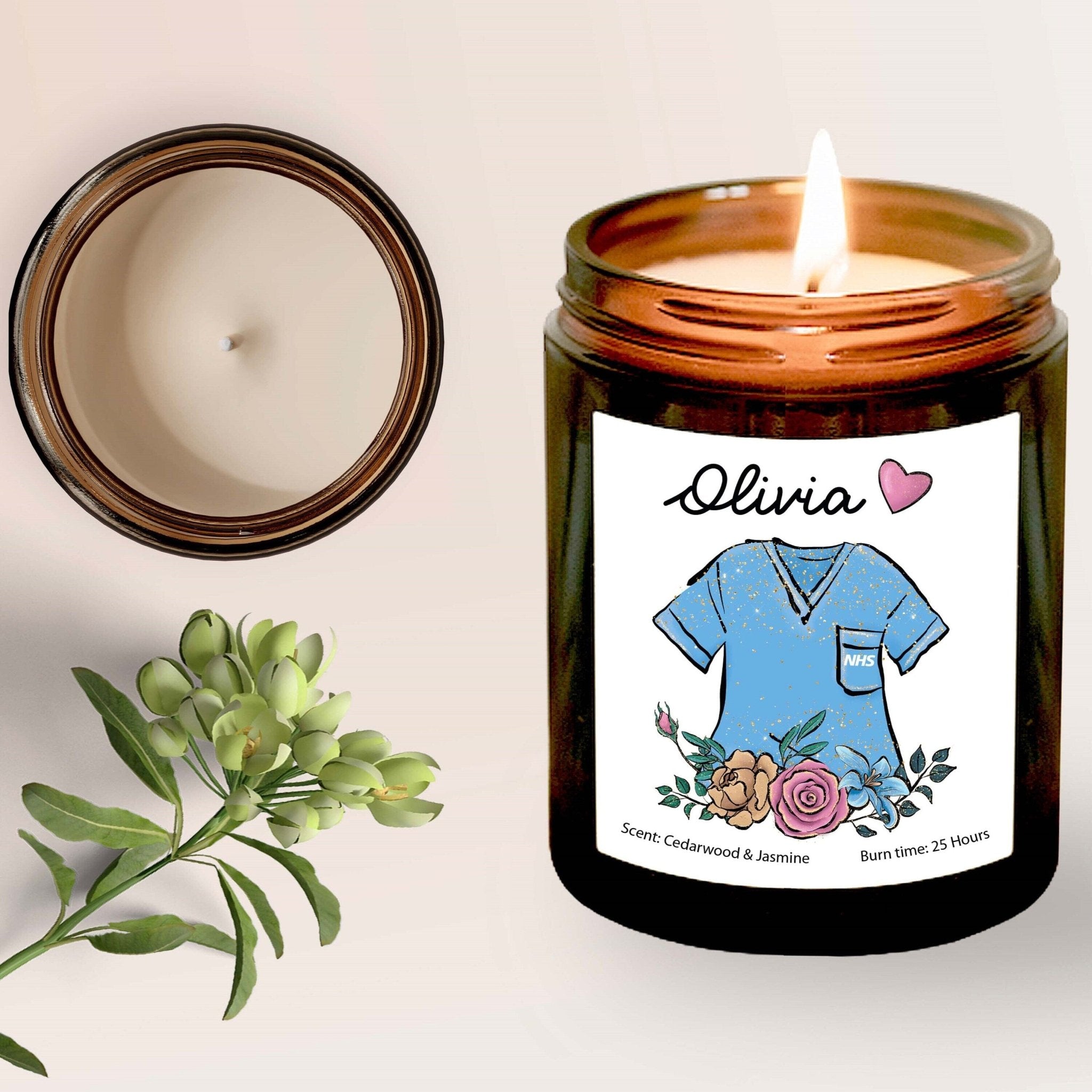 Personalised nurse candle with name, NHS nurse thank you gift, New ...