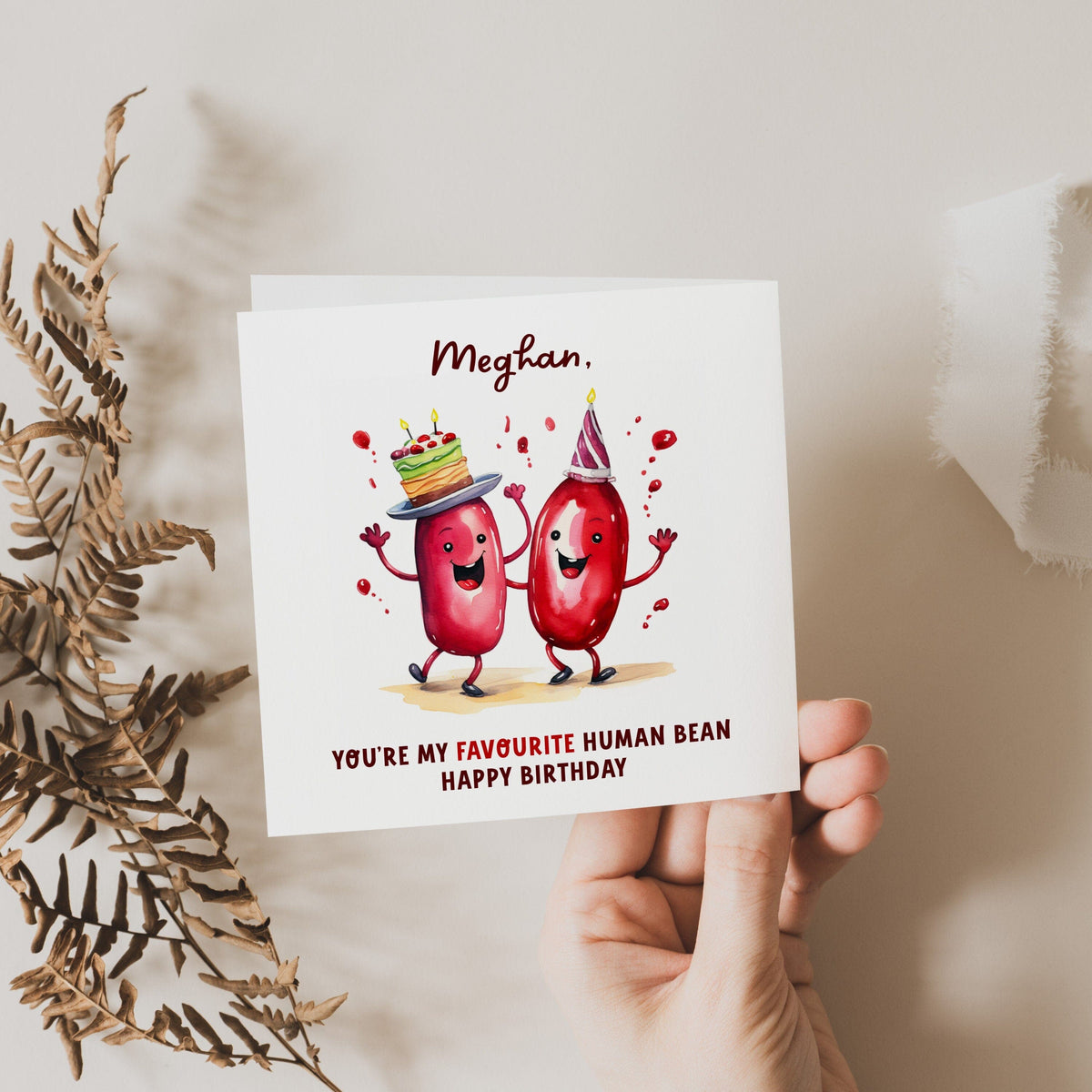 Personalised You're My Favourite Human Bean Birthday Card with Envelop ...