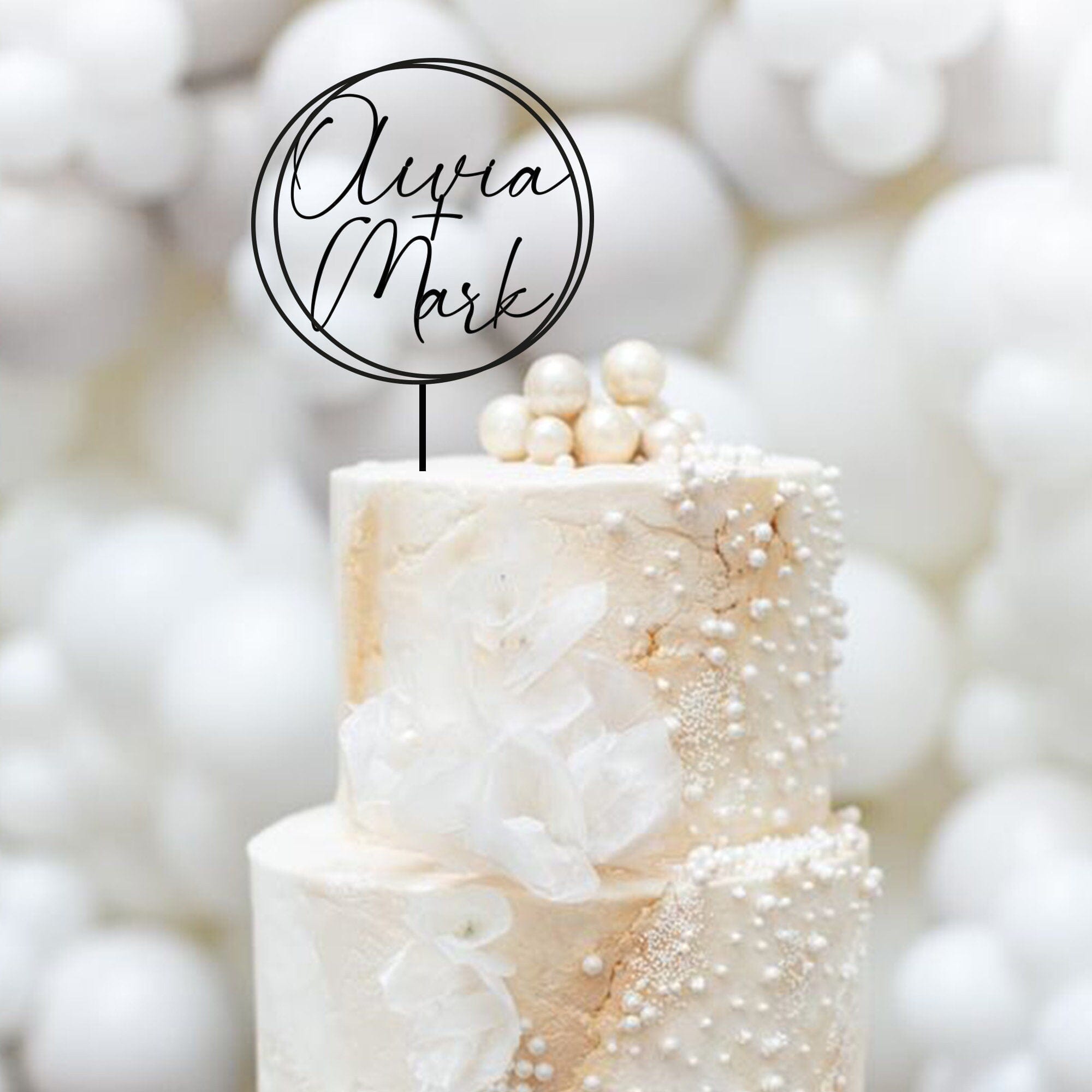 Script Initial Wedding Birthday Wooden Cake Topper by TheBarkersArt ...