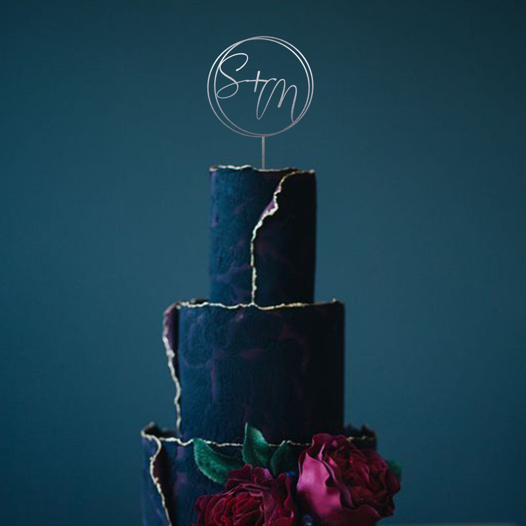 Script Initial Wedding Birthday Wooden Cake Topper by TheBarkersArt ...